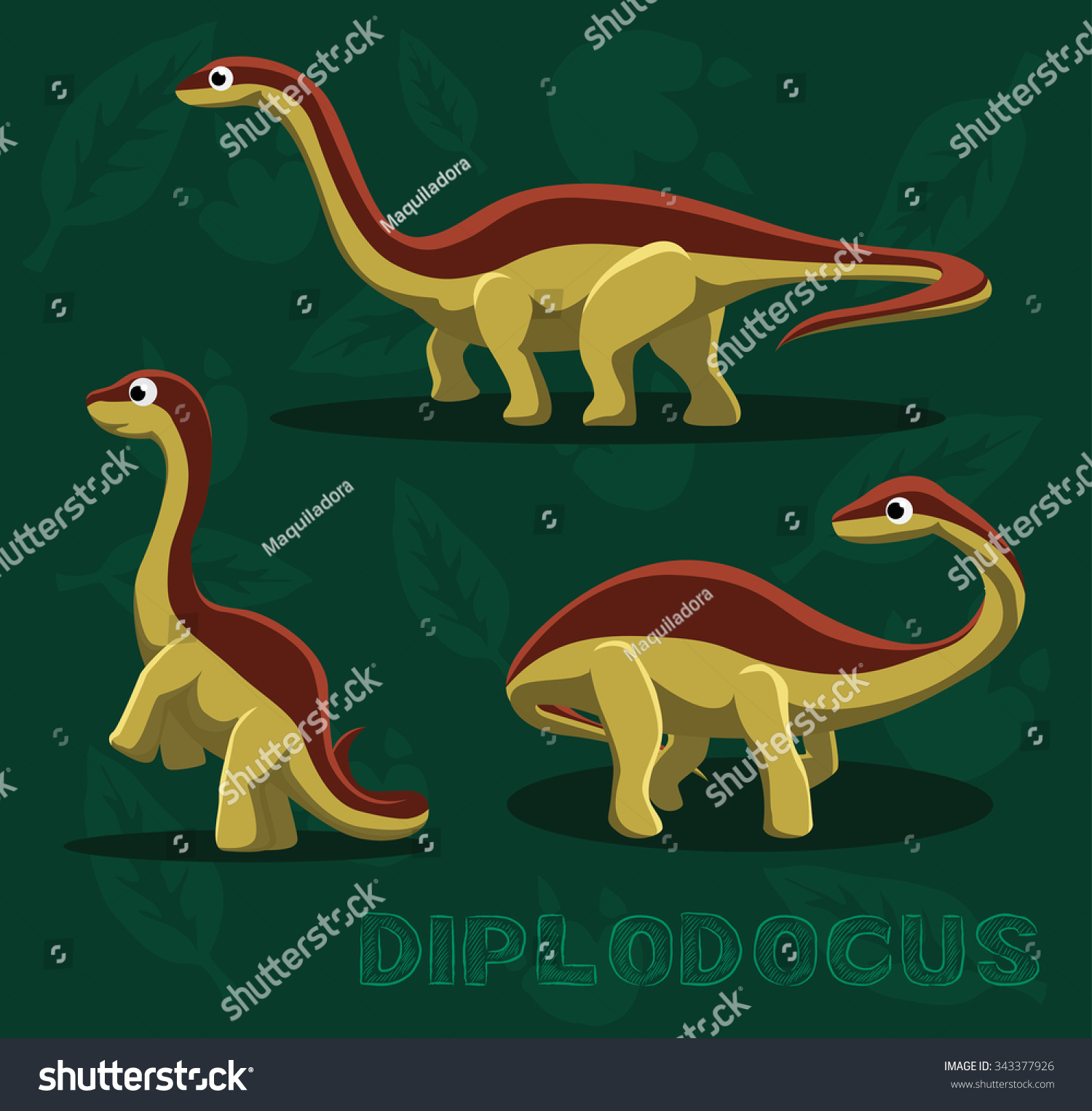 Stock vektor „Dinosaur Diplodocus Cartoon Vector Illustration“ (bez ...