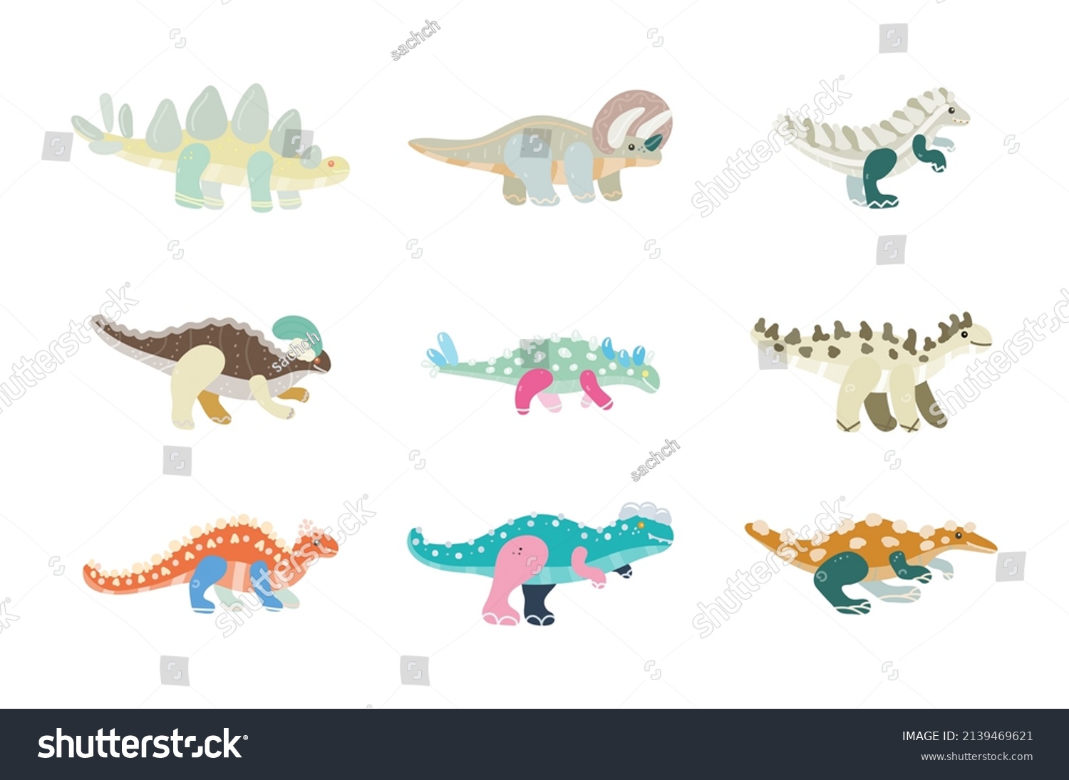 Dinosaur Drawing Vector Illustration Set Stock Vector (Royalty Free ...
