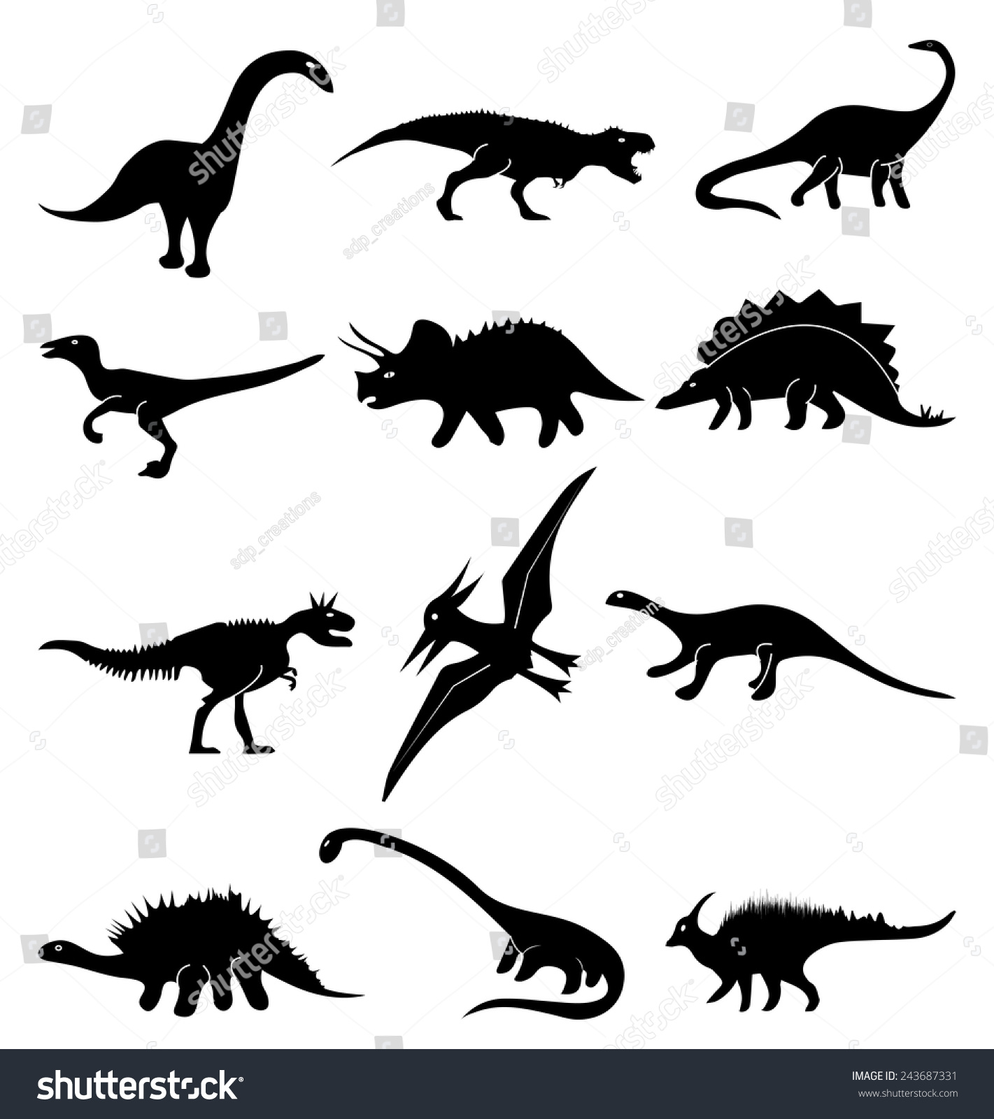 Dinosaur Icons Set Stock Vector (Royalty Free) 243687331 | Shutterstock