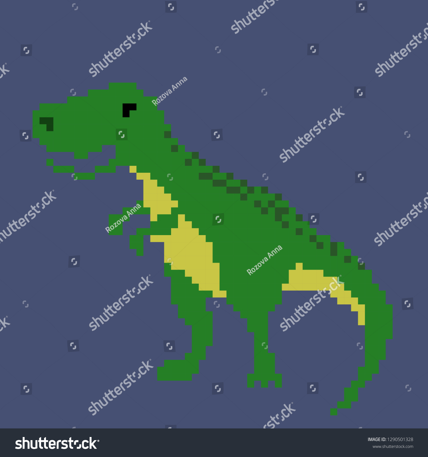 Dinosaur Pixel Art Stock Vector (Royalty Free) 1290501328