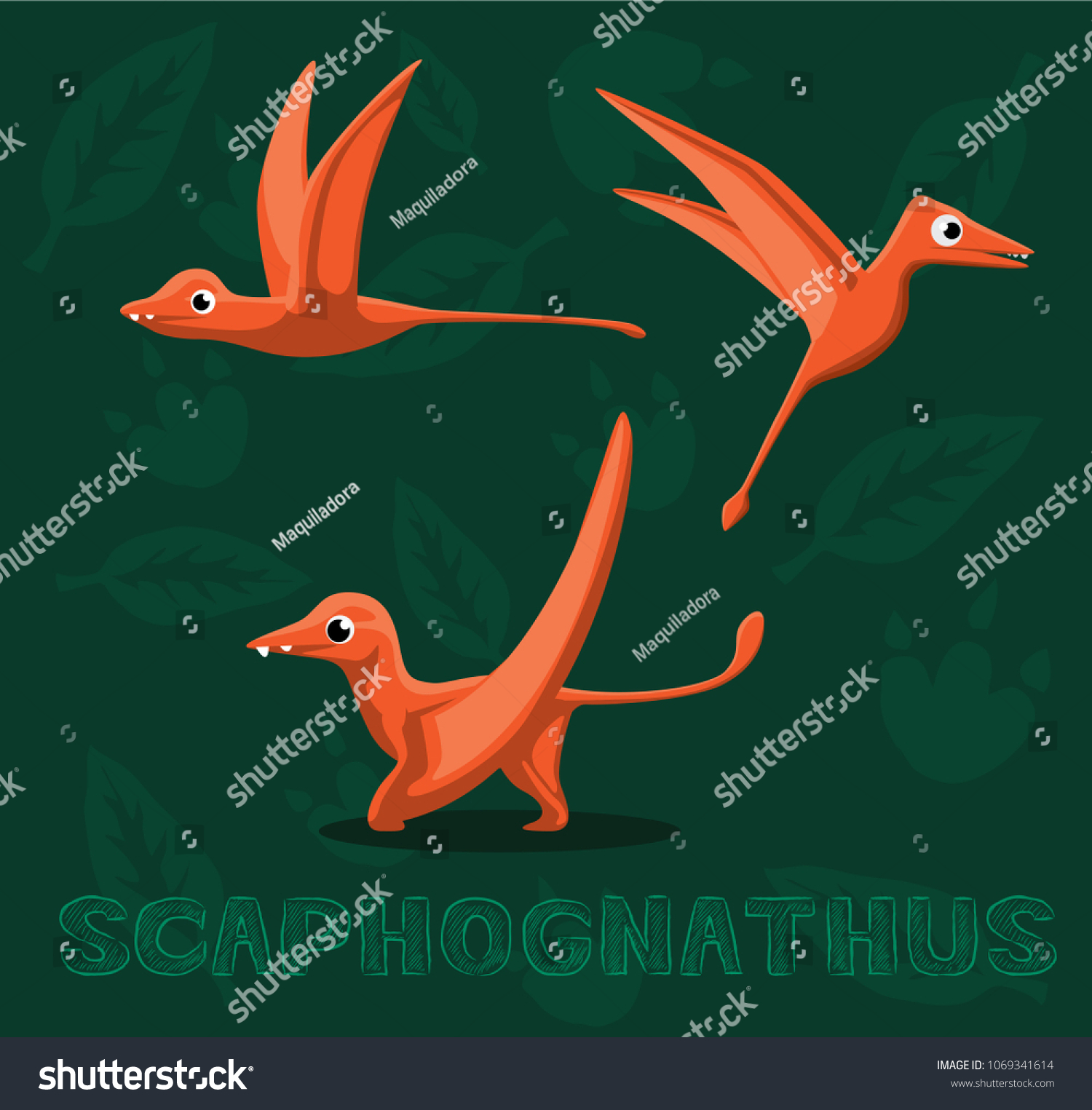 Dinosaur Scaphognathus Cartoon Vector Illustration Stock Vector ...