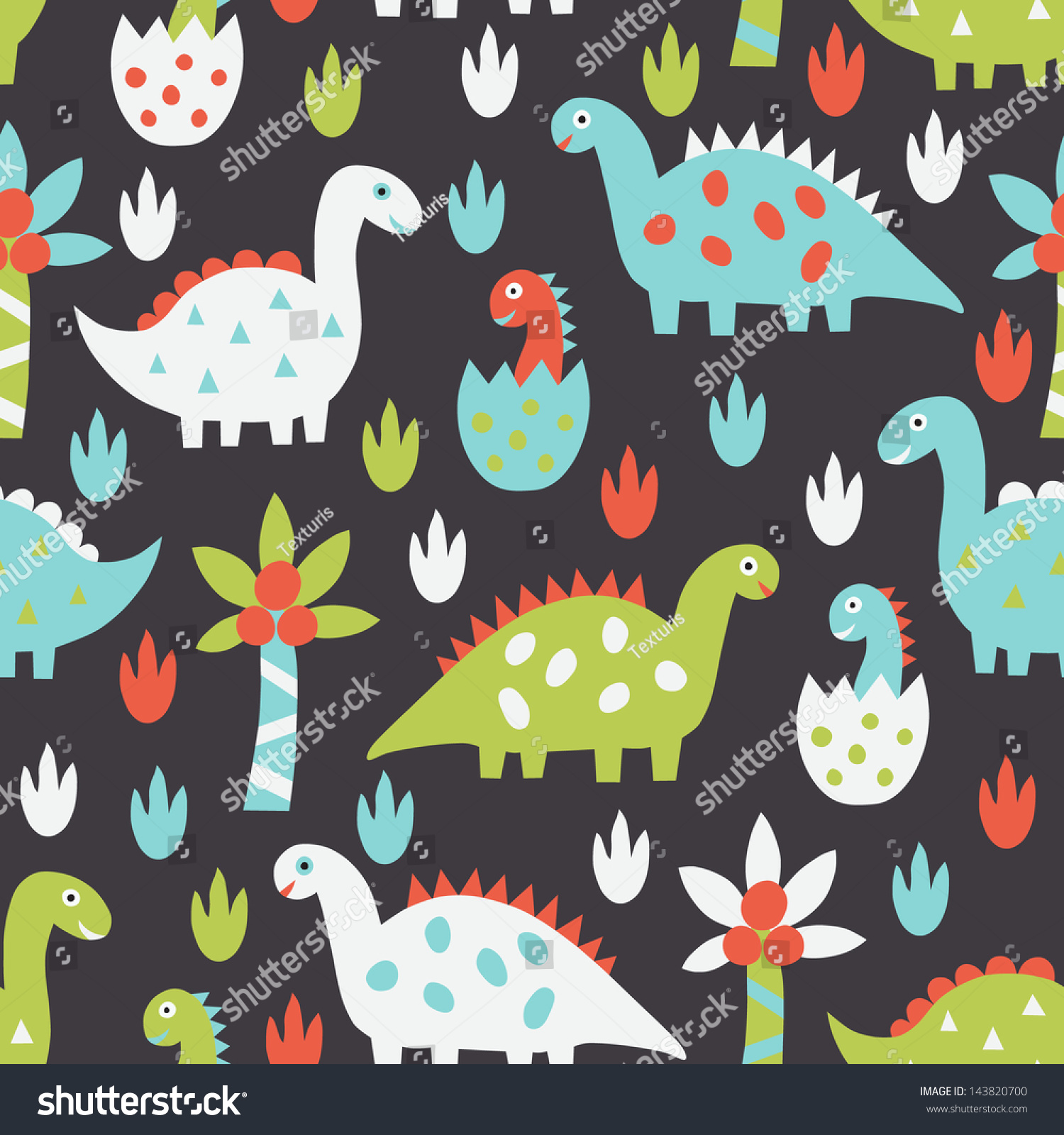 Dinosaur Seamless Background Stock Vector 143820700 - Shutterstock