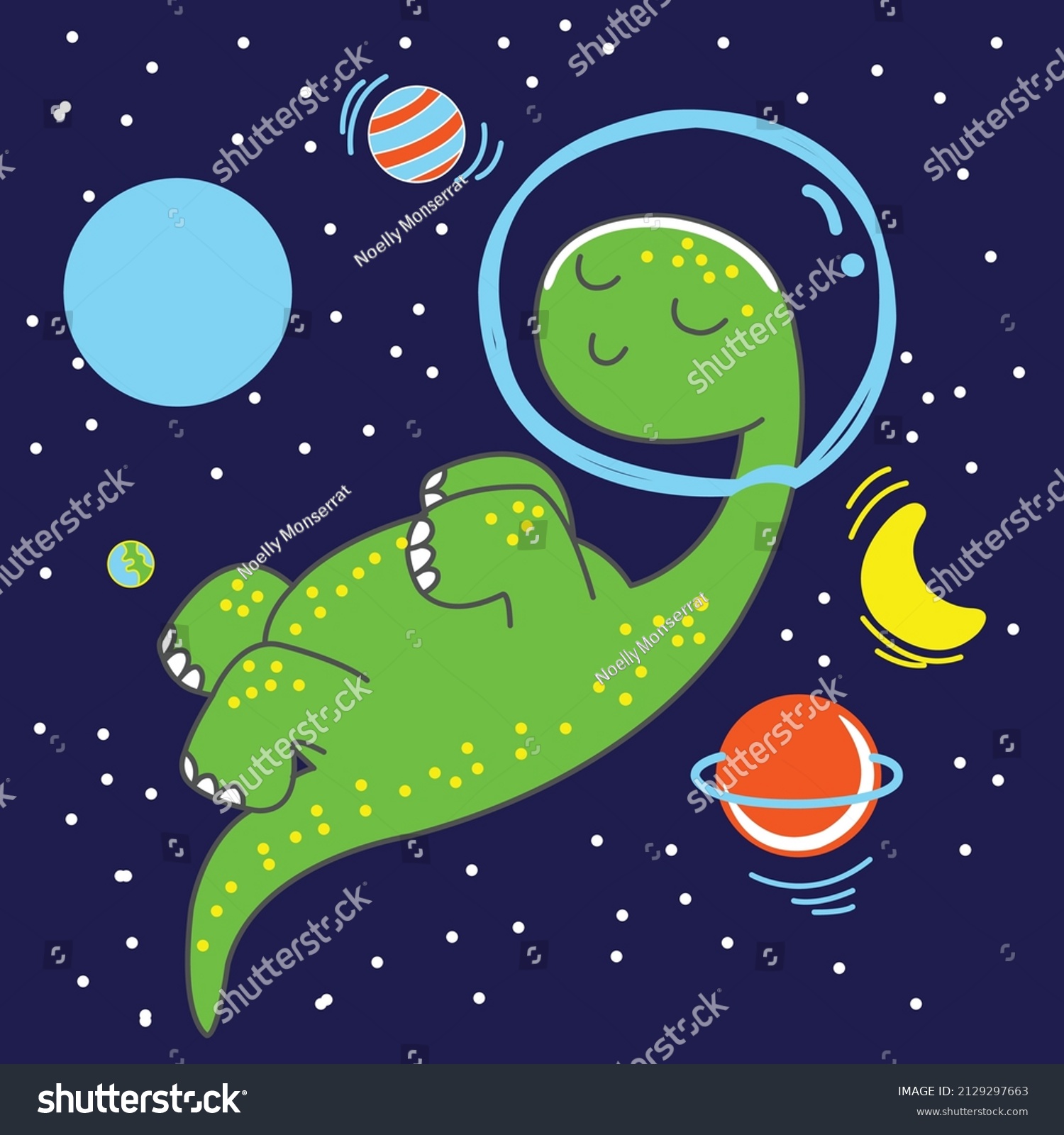 Dinosaur Space Planets Moon Vector Stock Vector (Royalty Free ...