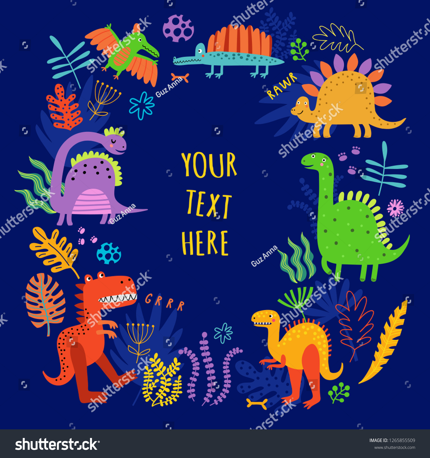 Dinosaurs Form Text Stock Vector (Royalty Free) 1265855509