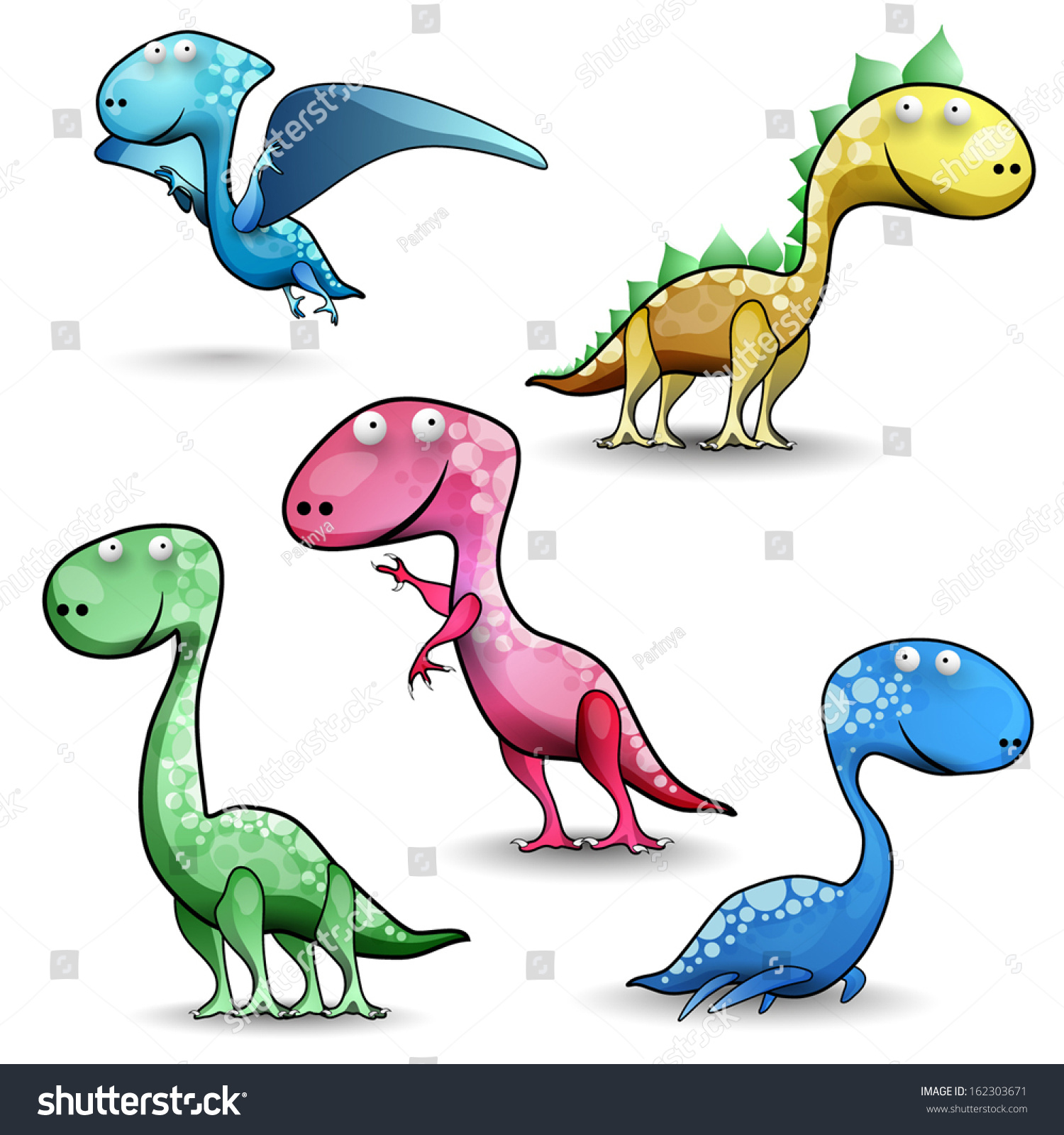Dinosaurs Vectors Stock Vector 162303671 - Shutterstock