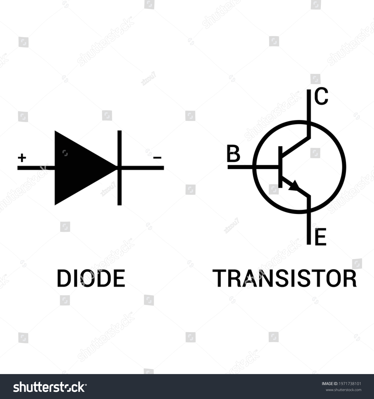 Diode Transistor Symbols Vector Stock Vector (Royalty Free) 1971738101 ...