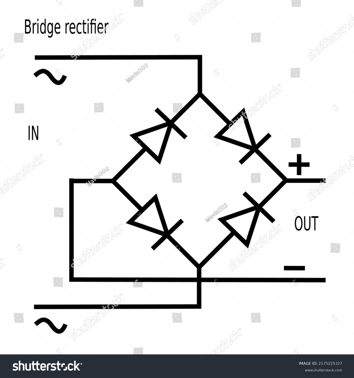 Diode Bridge Bridge Rectifier Circuit Electronic Stock Vector (Royalty ...