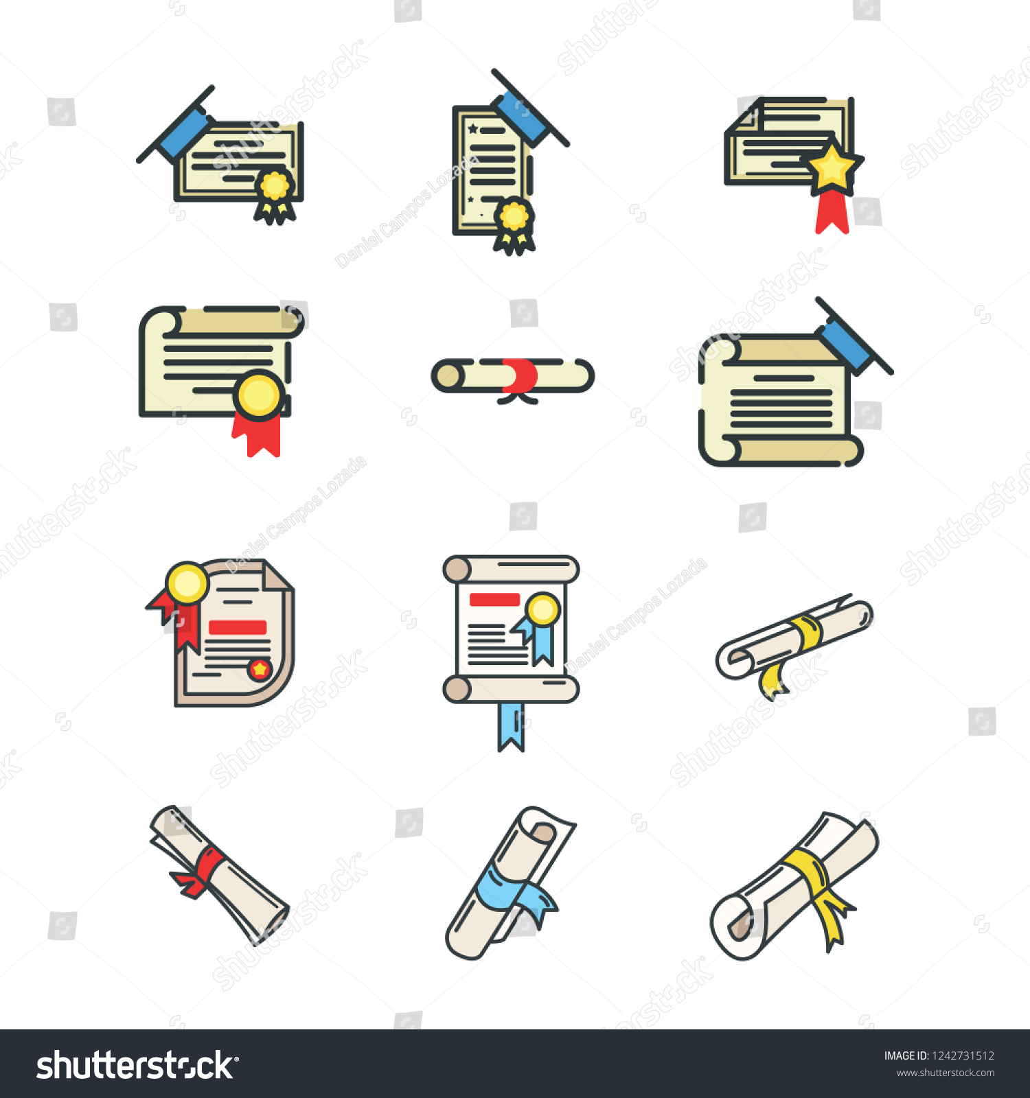 Diploma Vector Pack Stock Vector (Royalty Free) 1242731512
