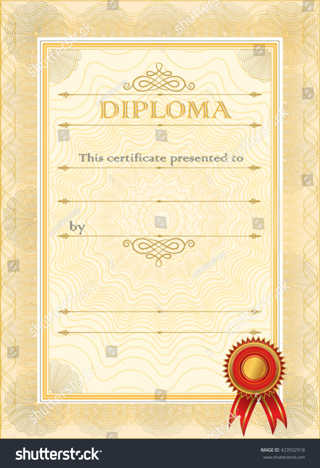 Diploma Blank Certificate Template Stock Vector (Royalty Free) 423592918