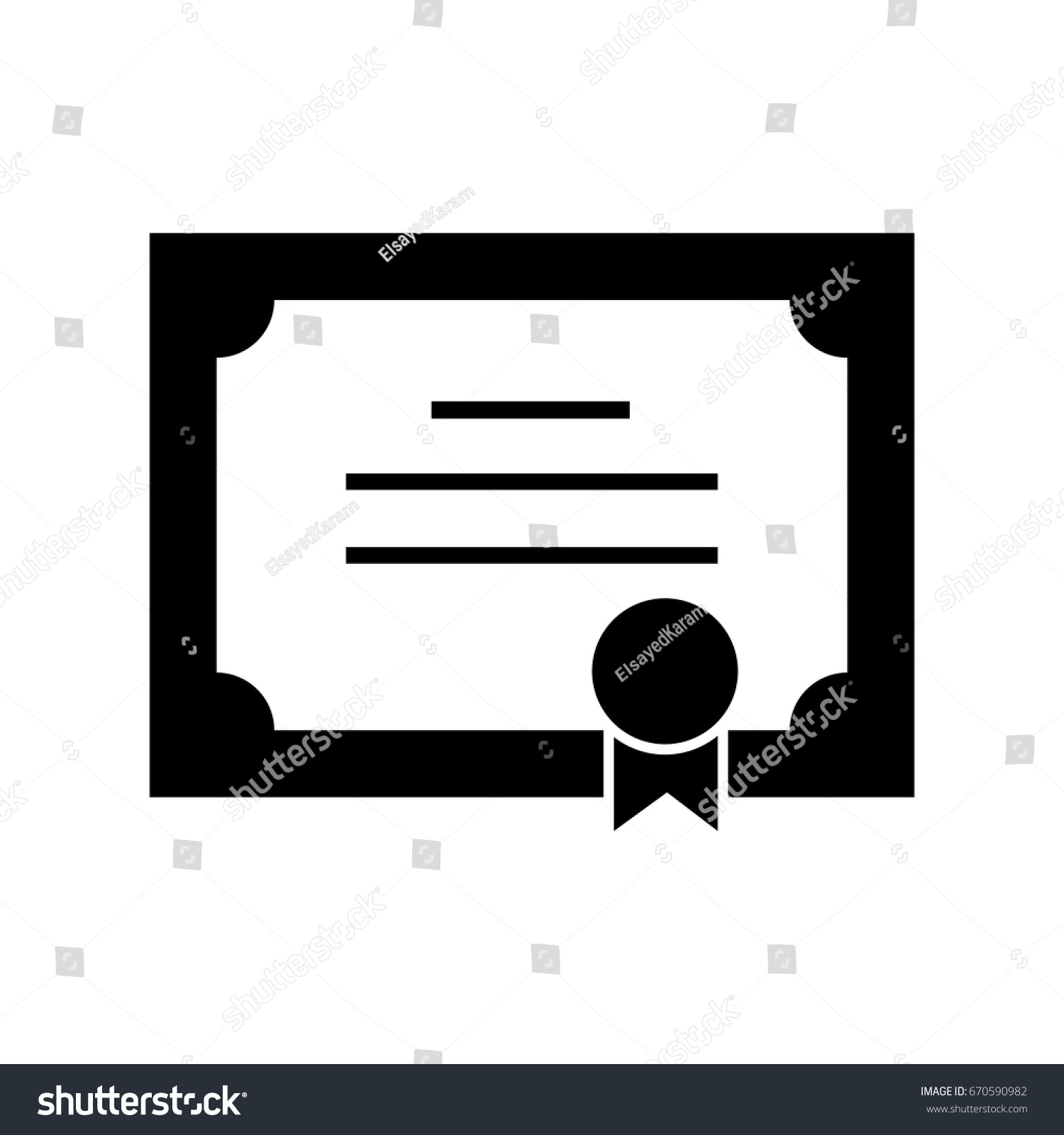 Diploma Certificate Icon Stock Vector (Royalty Free) 670590982 ...