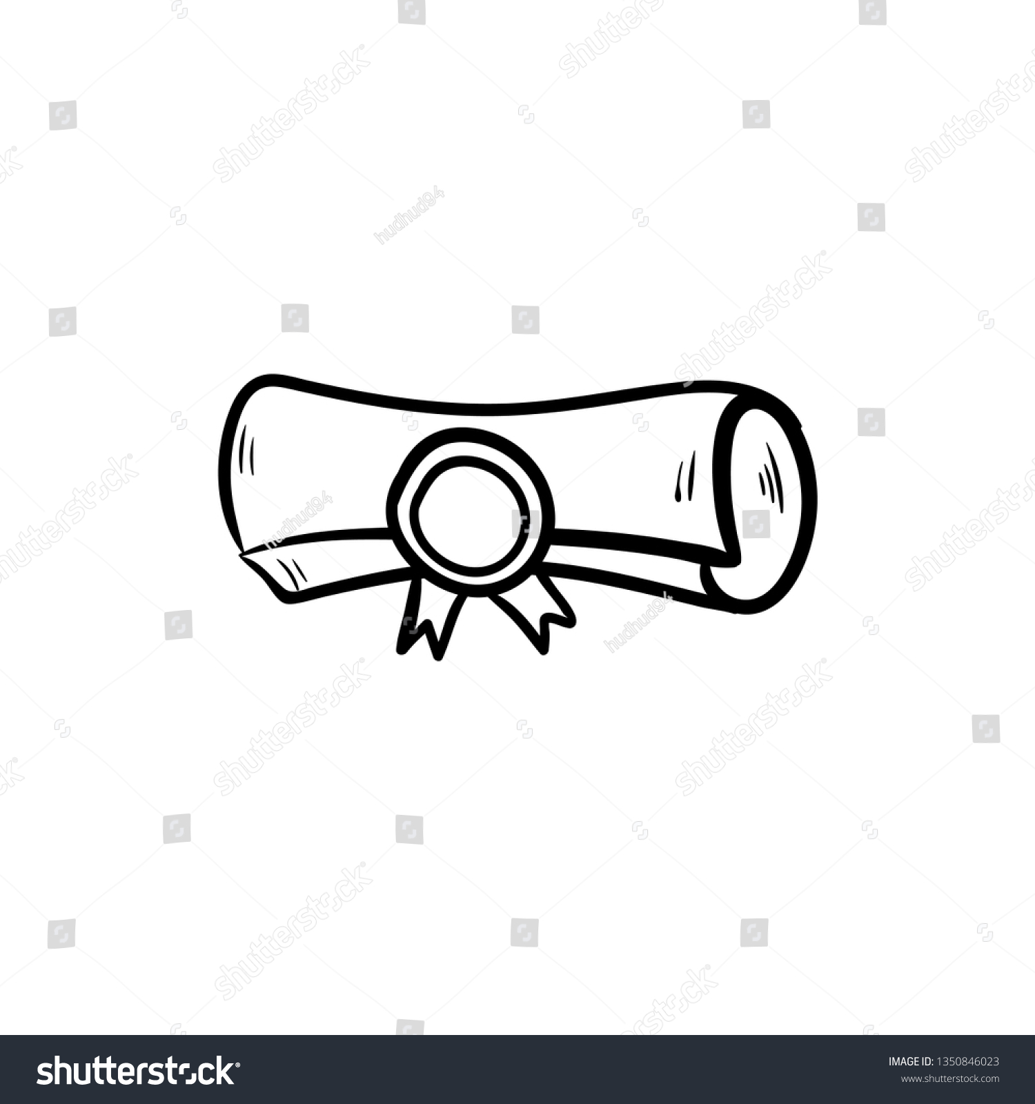 Diploma Doodle Vector Drawing Stock Vector (Royalty Free) 1350846023