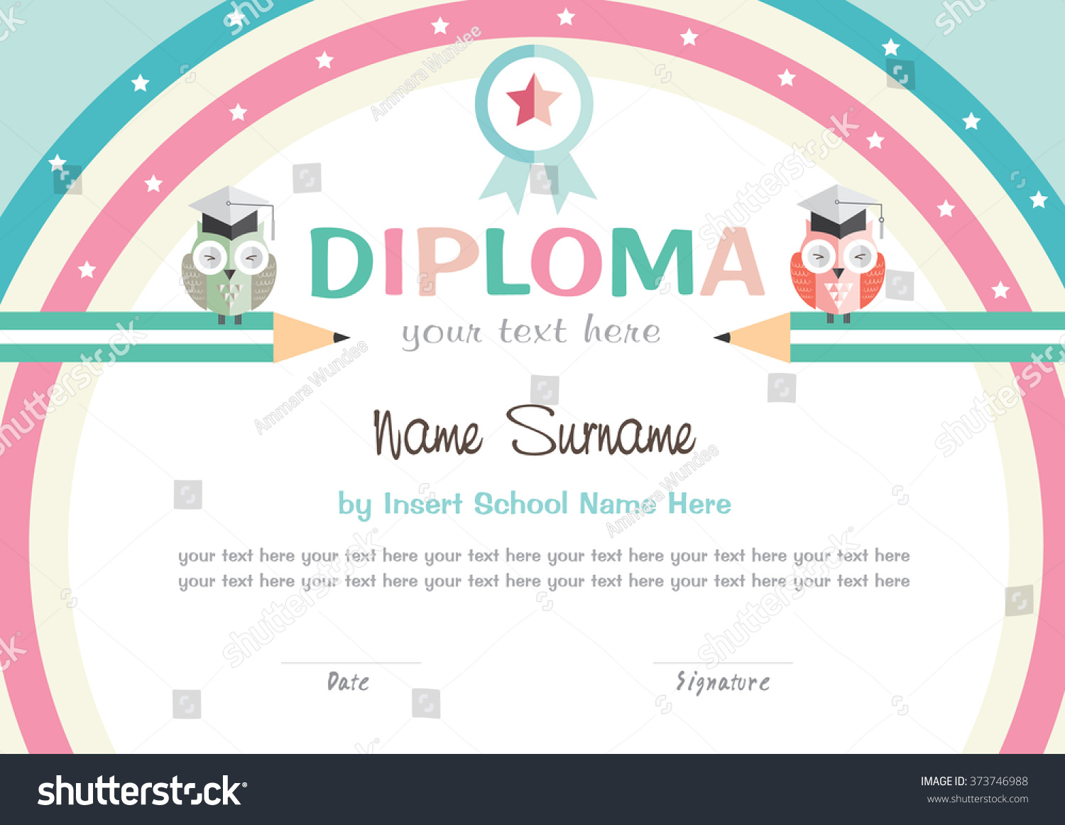 Diploma Template Background Design Stock Vector (Royalty Free) 373746988