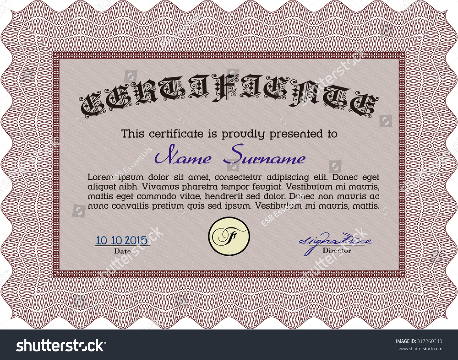 Diploma Template Border Framewith Complex Linear Stock Vector (Royalty ...