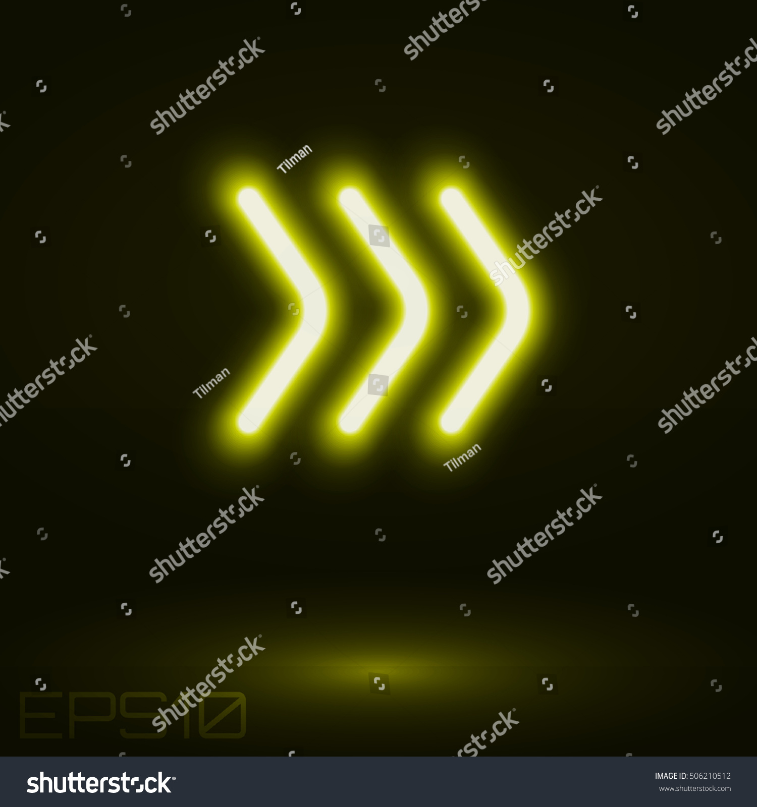 Direction Arrow Neon Light Vector Illustration Stock Vector (Royalty ...