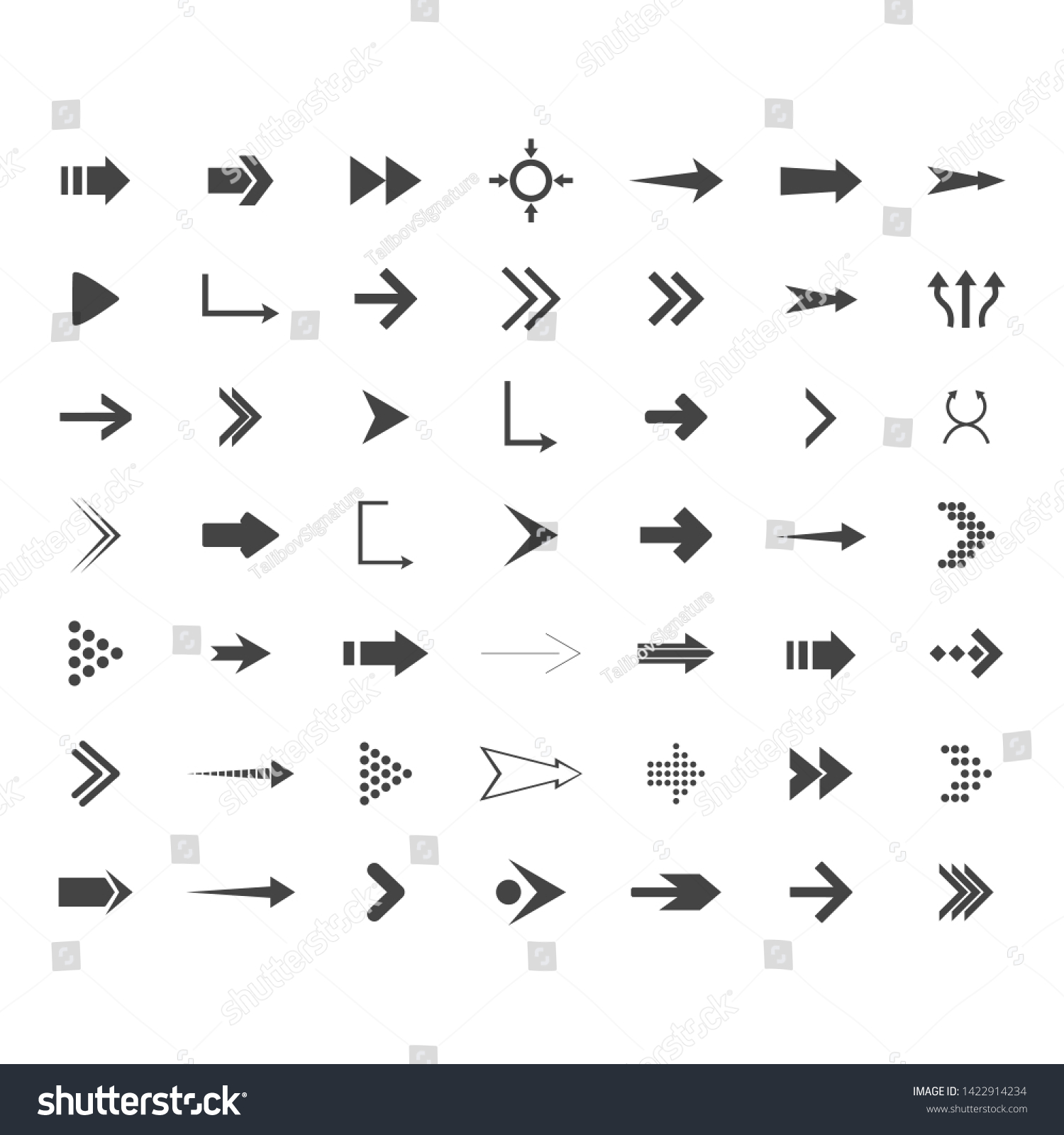 Direction Arrows Vector Collection Set Different Stock Vector (Royalty ...