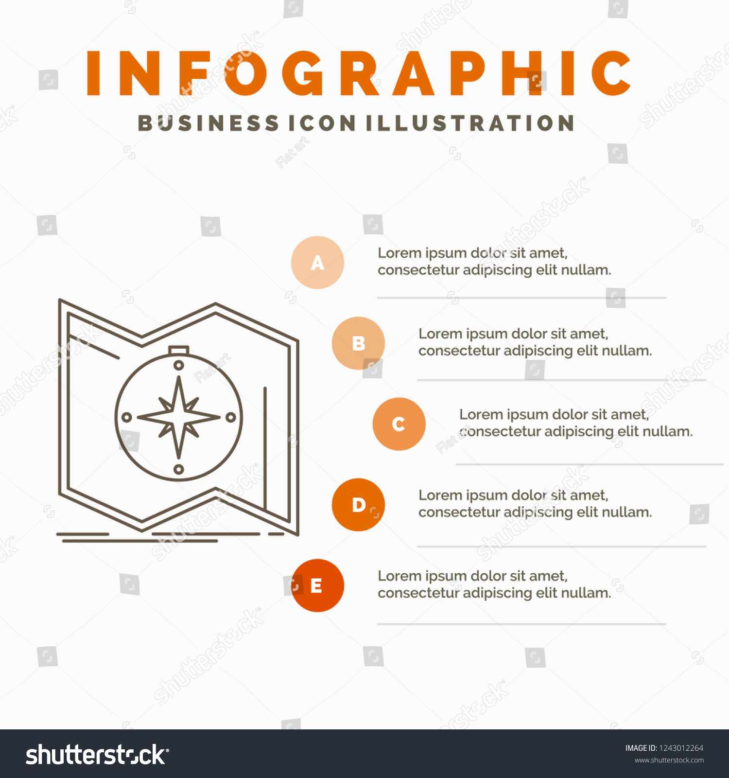 Direction Explore Map Navigate Navigation Infographics Stock Vector ...