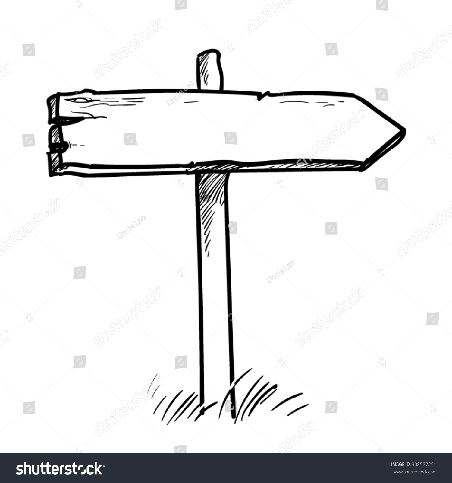 Direction Sign Hand Drawn Vector Illustration Stock Vector (Royalty ...