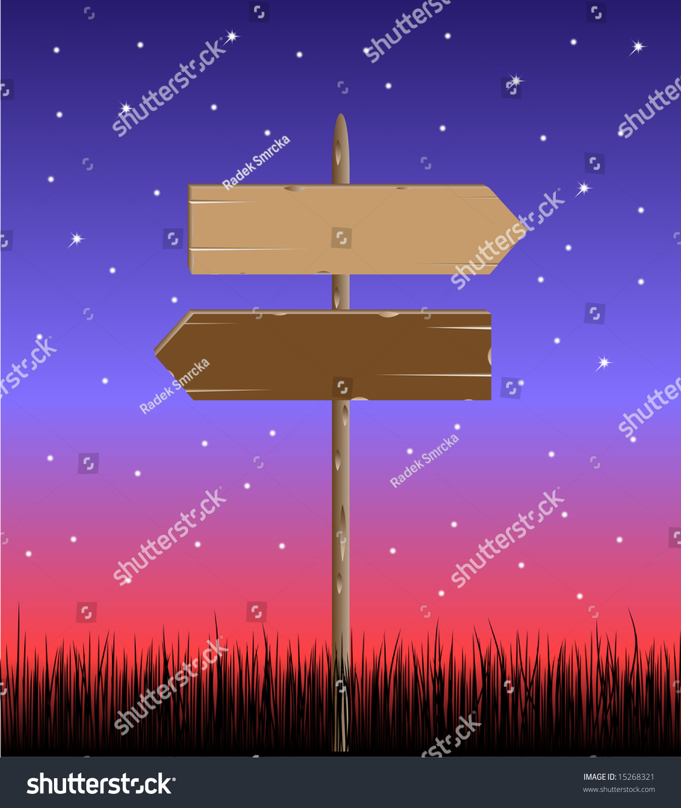 Direction Signs Night Stock Vector (Royalty Free) 15268321 | Shutterstock