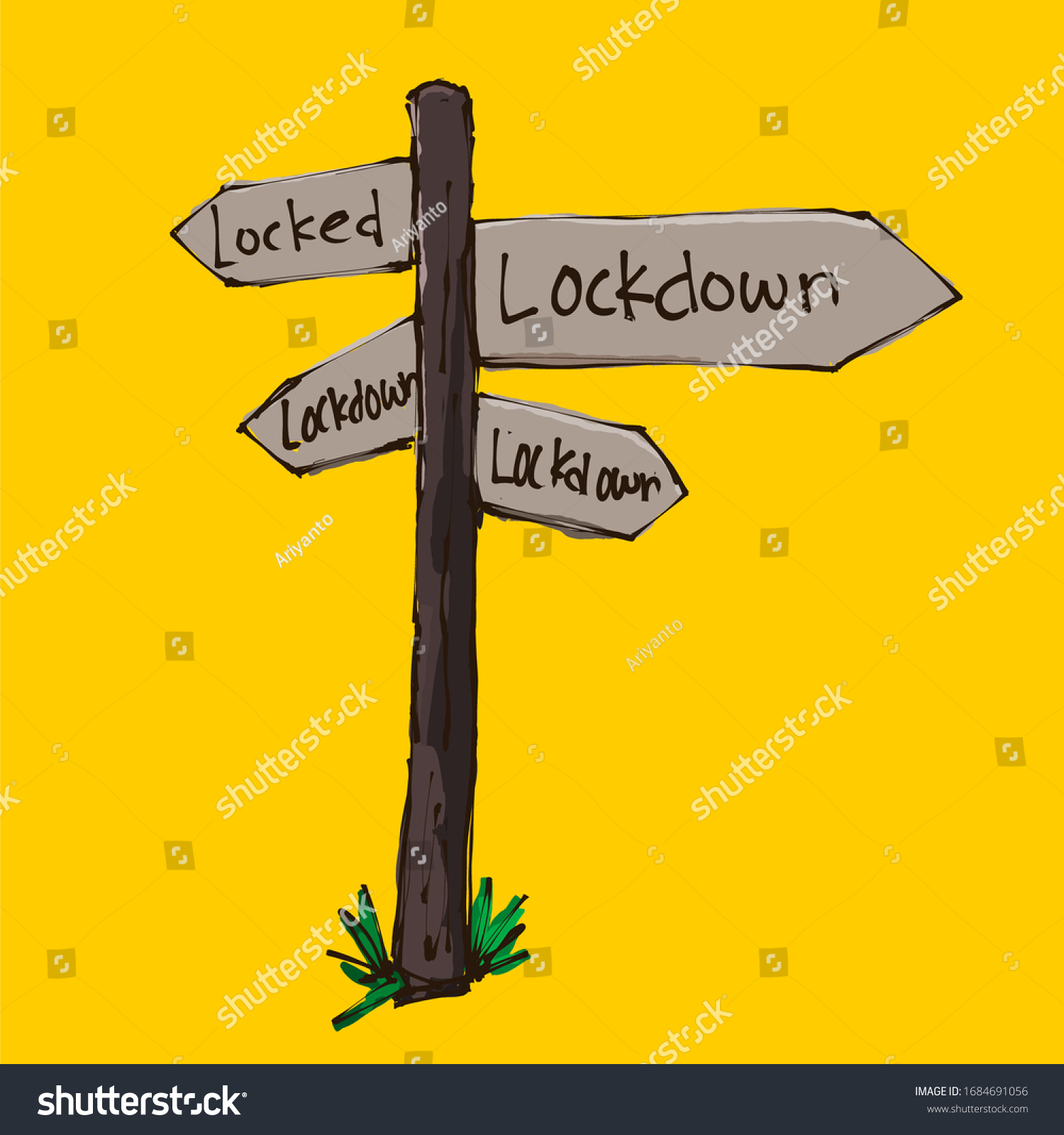 Direction Signs Lock Down Vector Sketch Stock Vector (Royalty Free ...