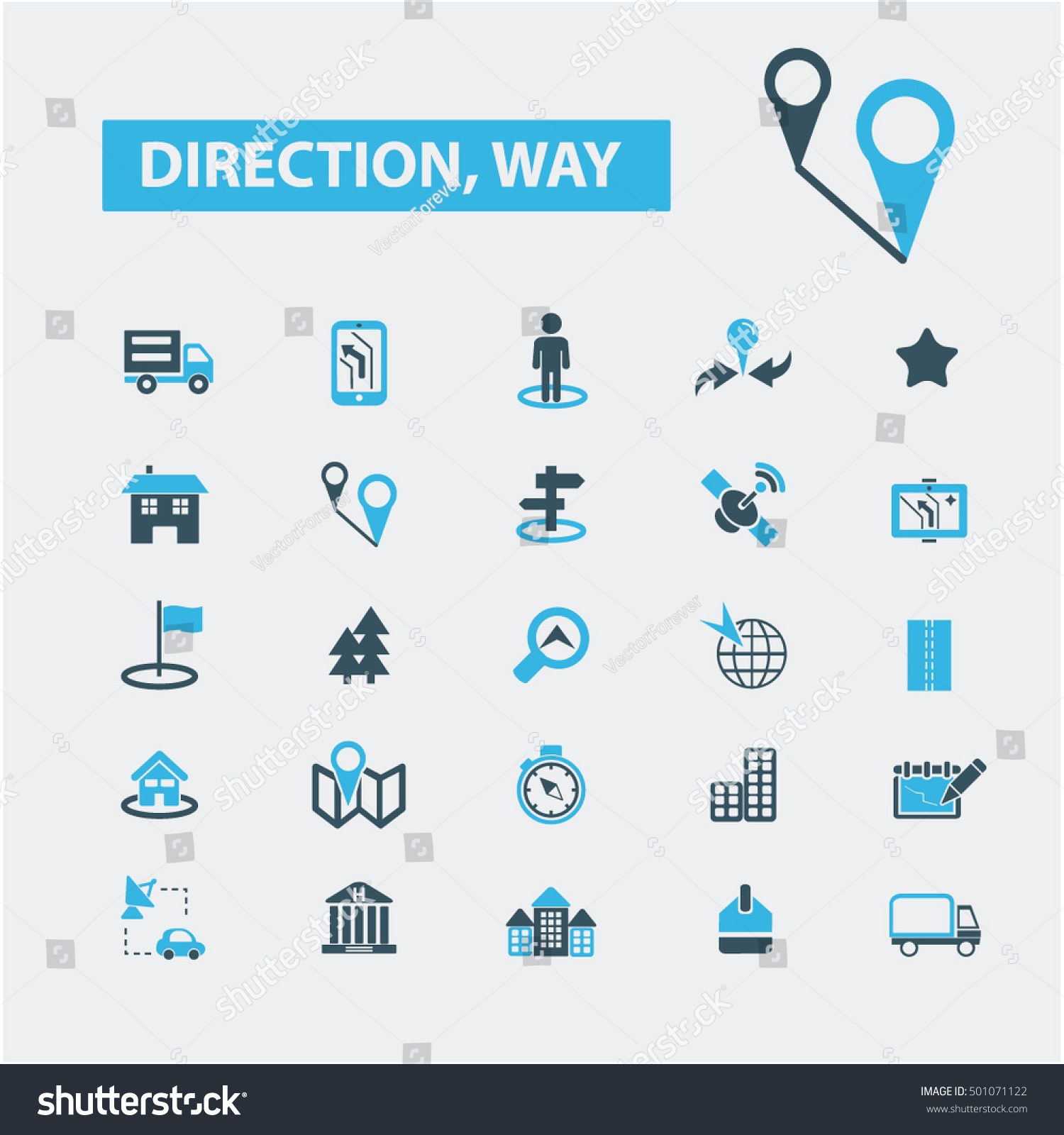 Direction Way Icons Stock Vector (Royalty Free) 501071122 | Shutterstock