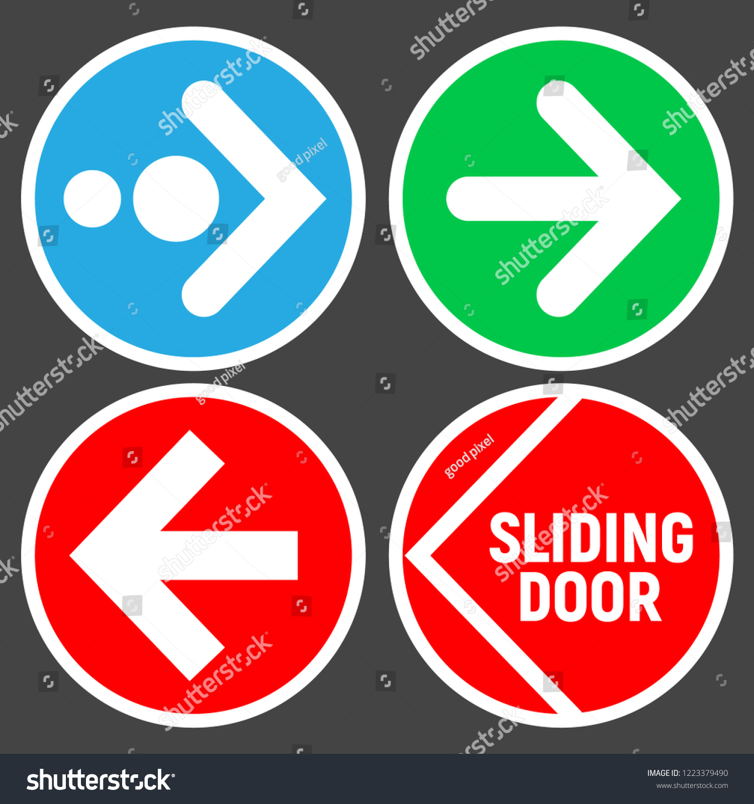 Directional Arrows Automatic Sliding Doors Vector Stock Vector (Royalty ...
