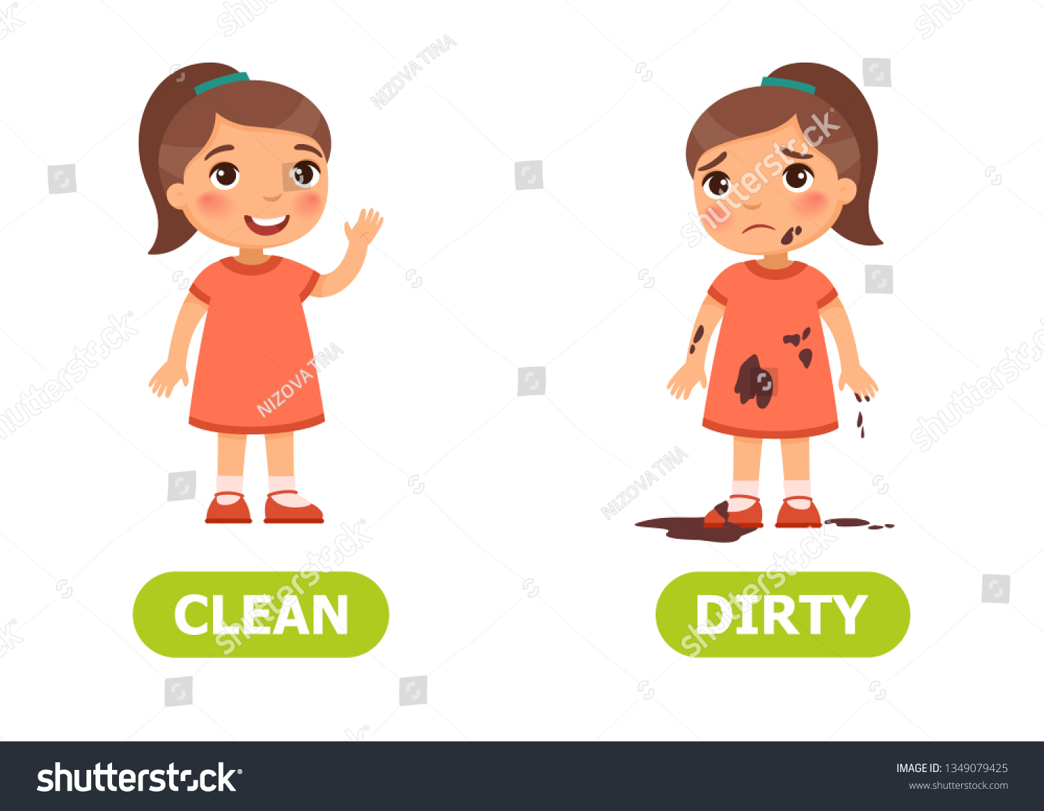 Dirty Clean Antonyms Word Card Vector Stock Vector (Royalty Free ... Dirty Clean Antonyms Word Card Vector Stock Vector (Royalty Free ...