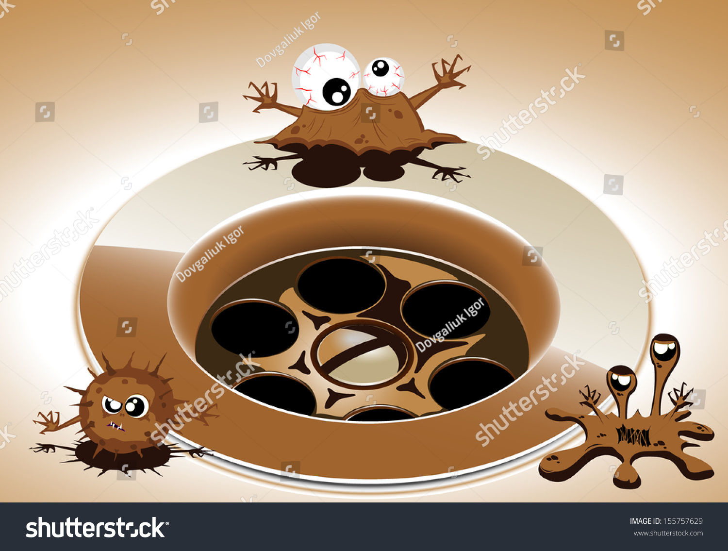 Dirty Rusty Sink Cartoon Microbes Vector Stock Vector (Royalty Free ...