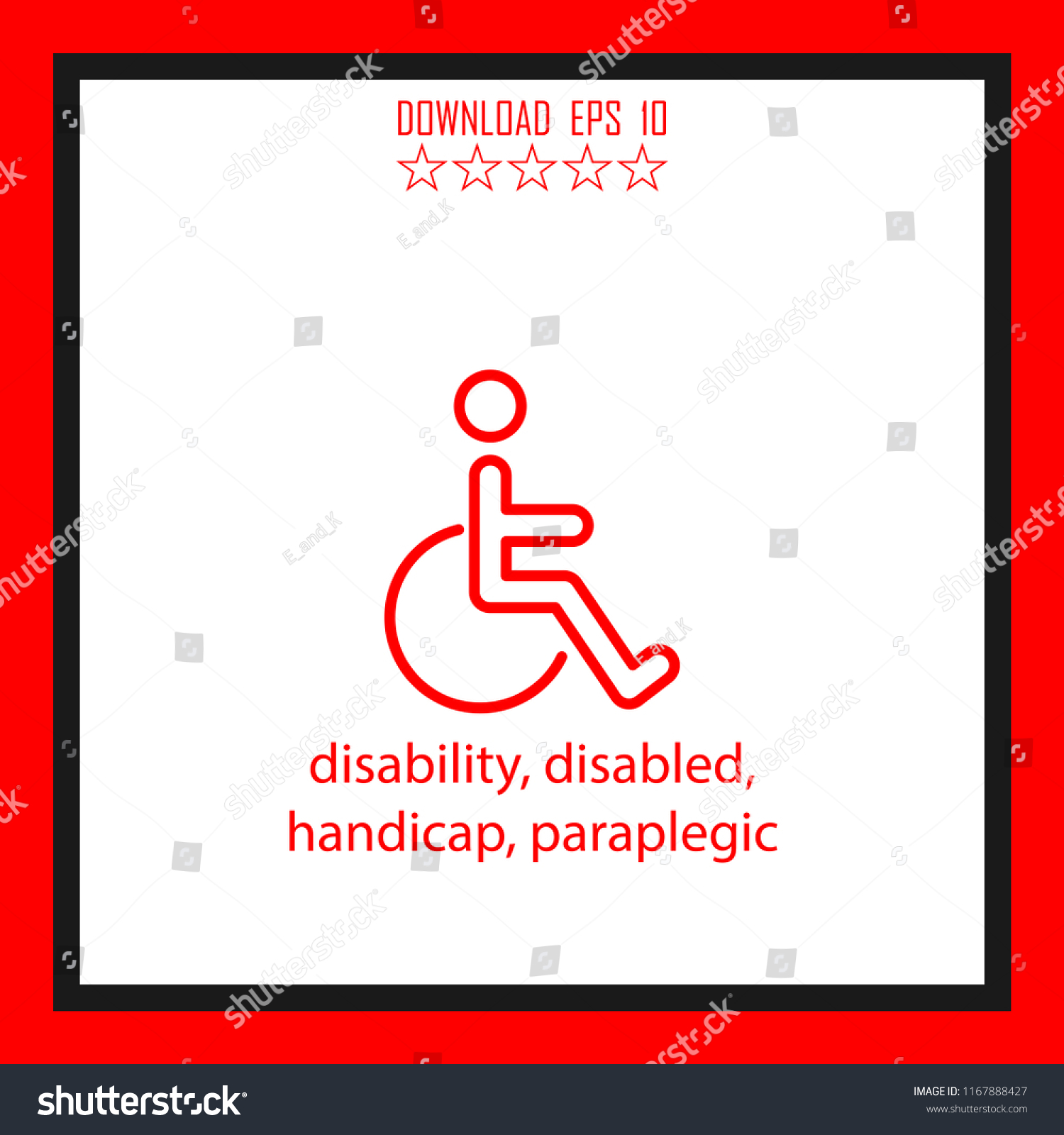 Disability Disabled Handicap Paraplegic Vector Icon Stock Vector ...