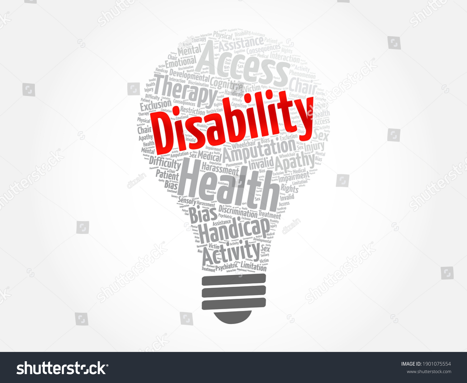 Disability Light Bulb Word Cloud Collage Stock Vector (Royalty Free ...
