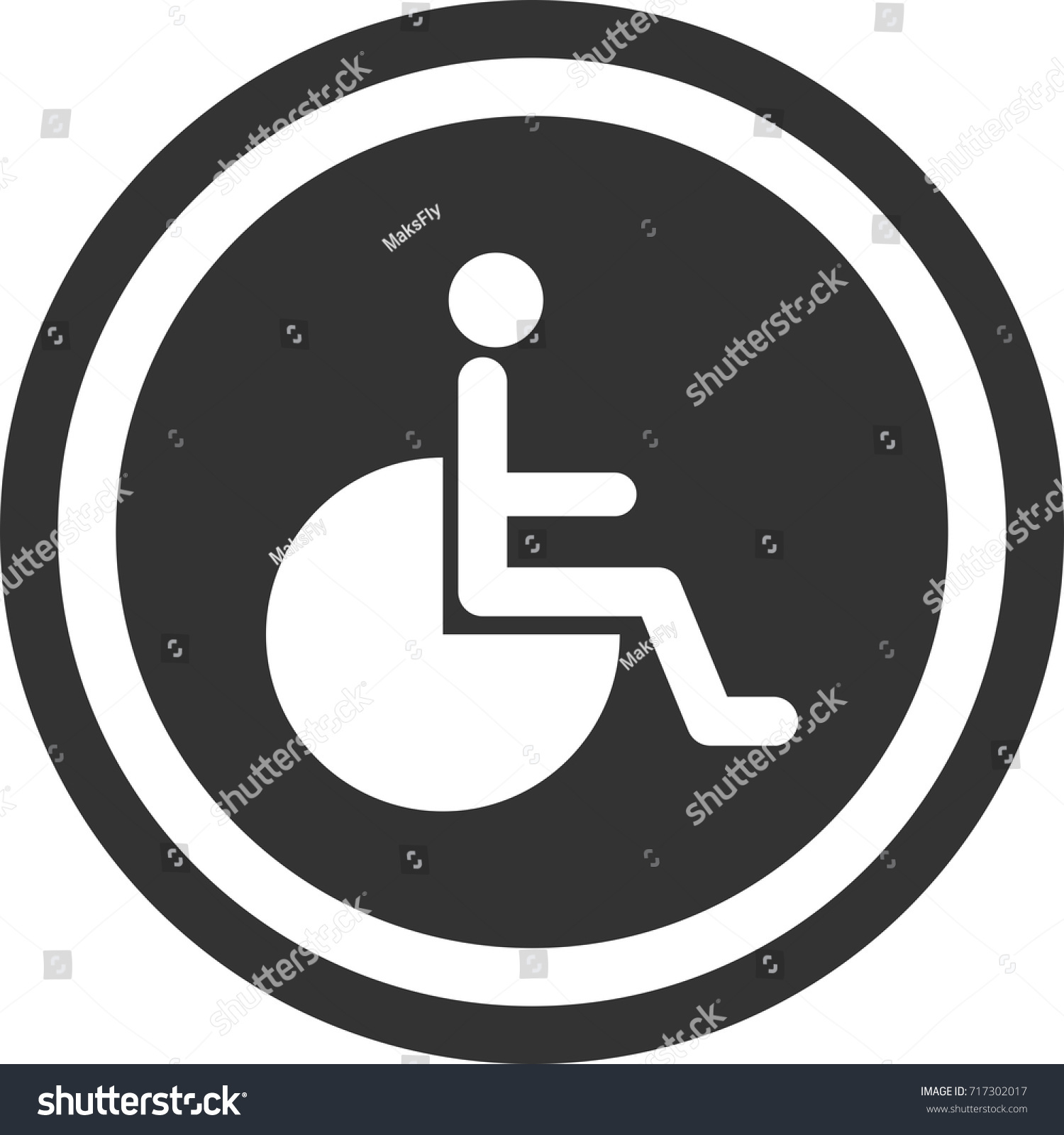 Disabled Handicapped Invalid Sign Round Icon Stock Vector (Royalty Free ...