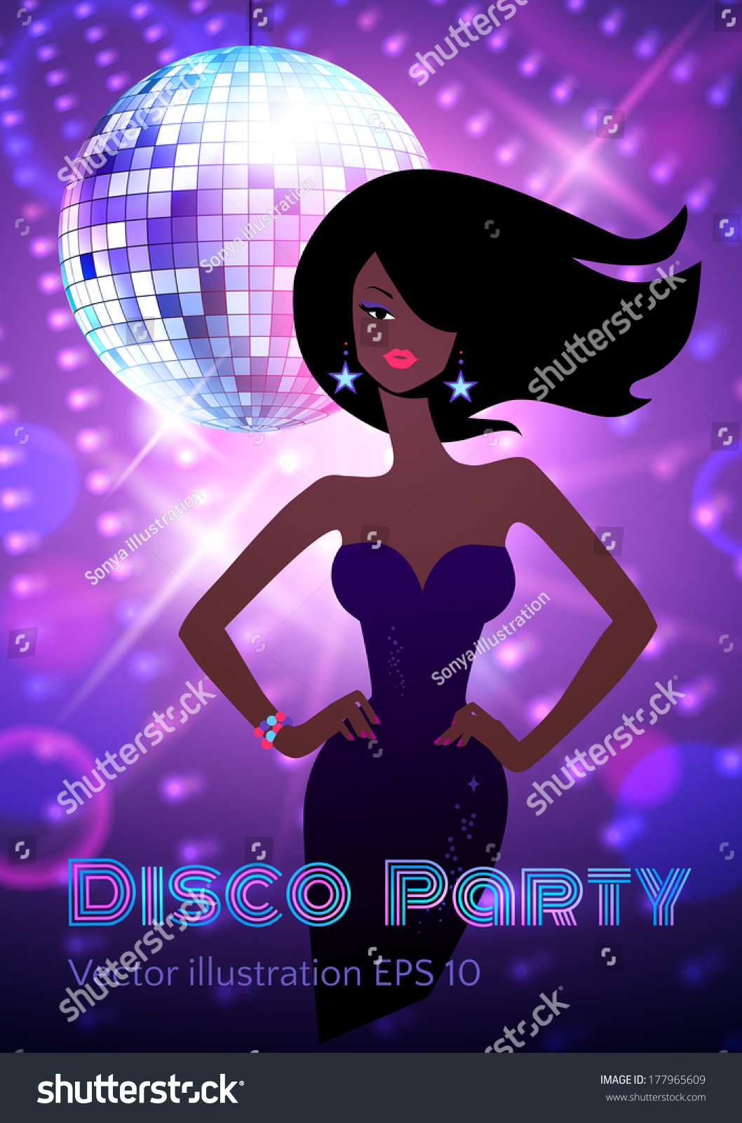 Disco Party Flyer Vector Illustration 스톡 벡터(로열티 프리) 177965609 ...