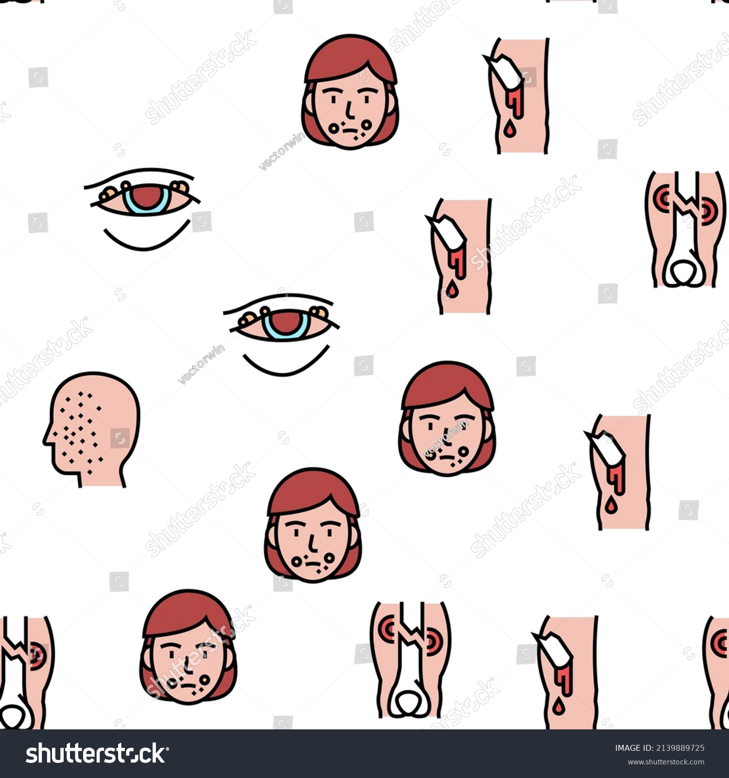 Disease Health Problem Vector Seamless Pattern Stock Vector (Royalty ...