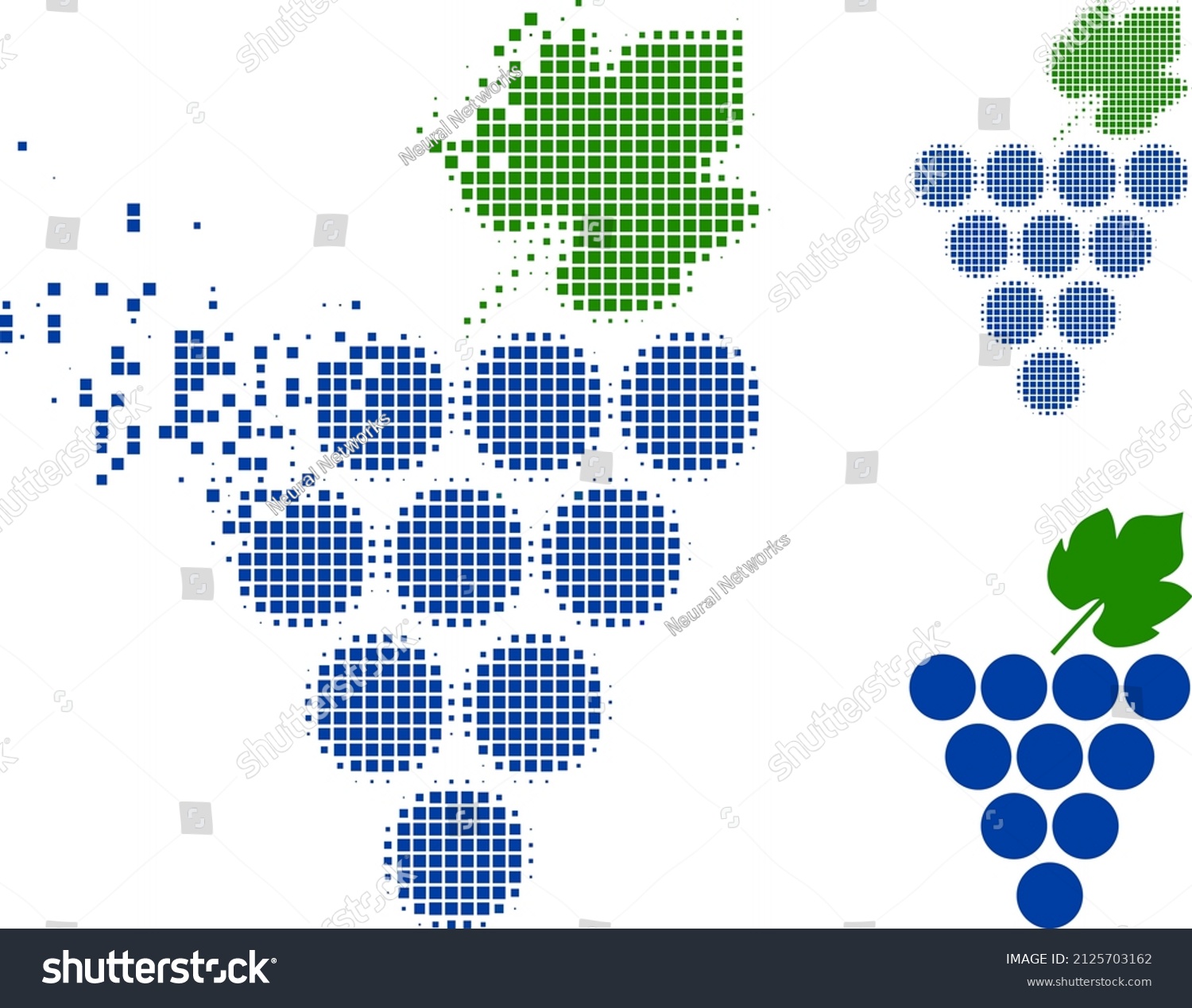 Dispersed Dot Grapes Bunch Vector Icon Stock Vector (Royalty Free ...
