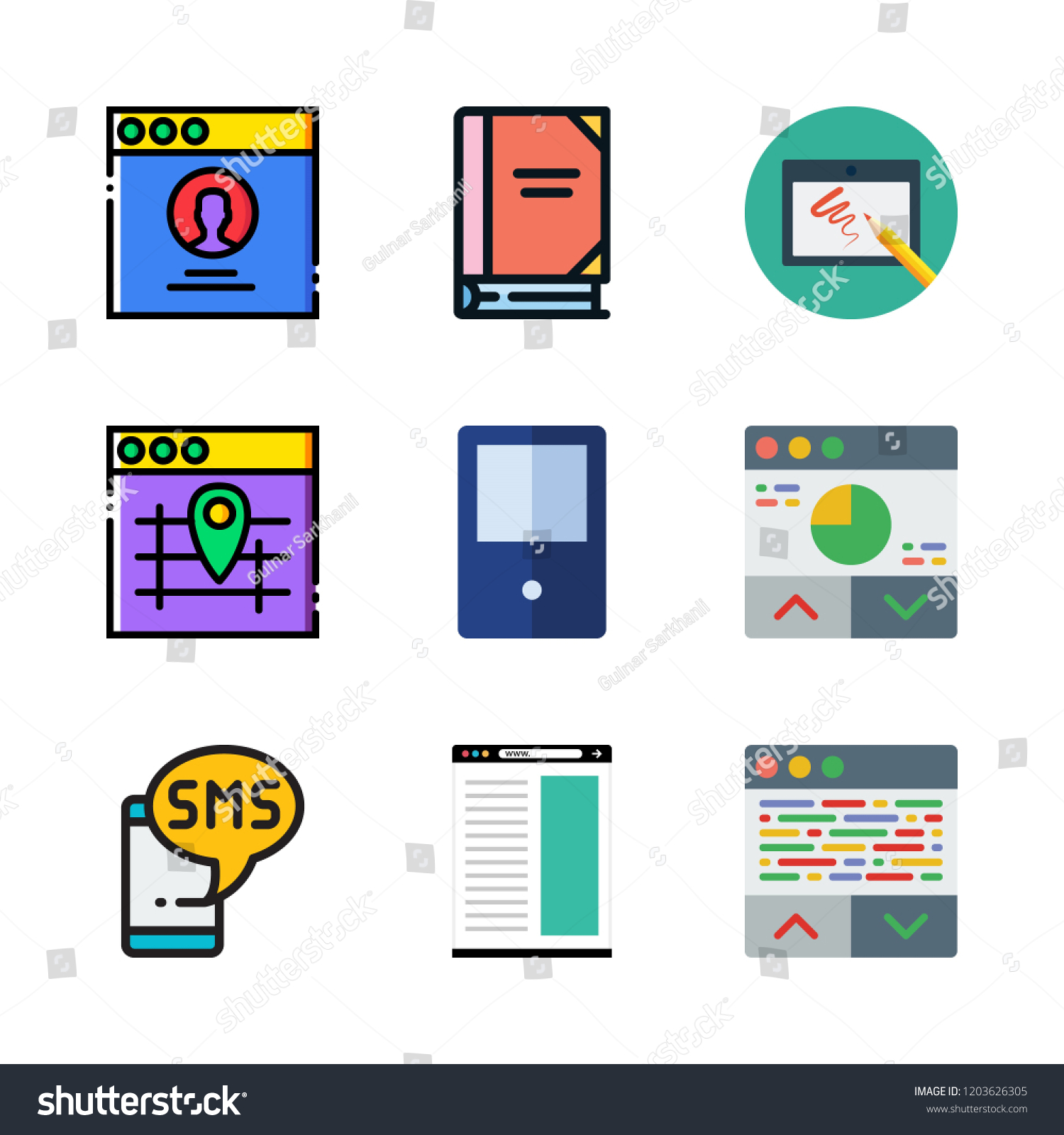 Display Icon Set Vector Set About Stock Vector (Royalty Free) 1203626305