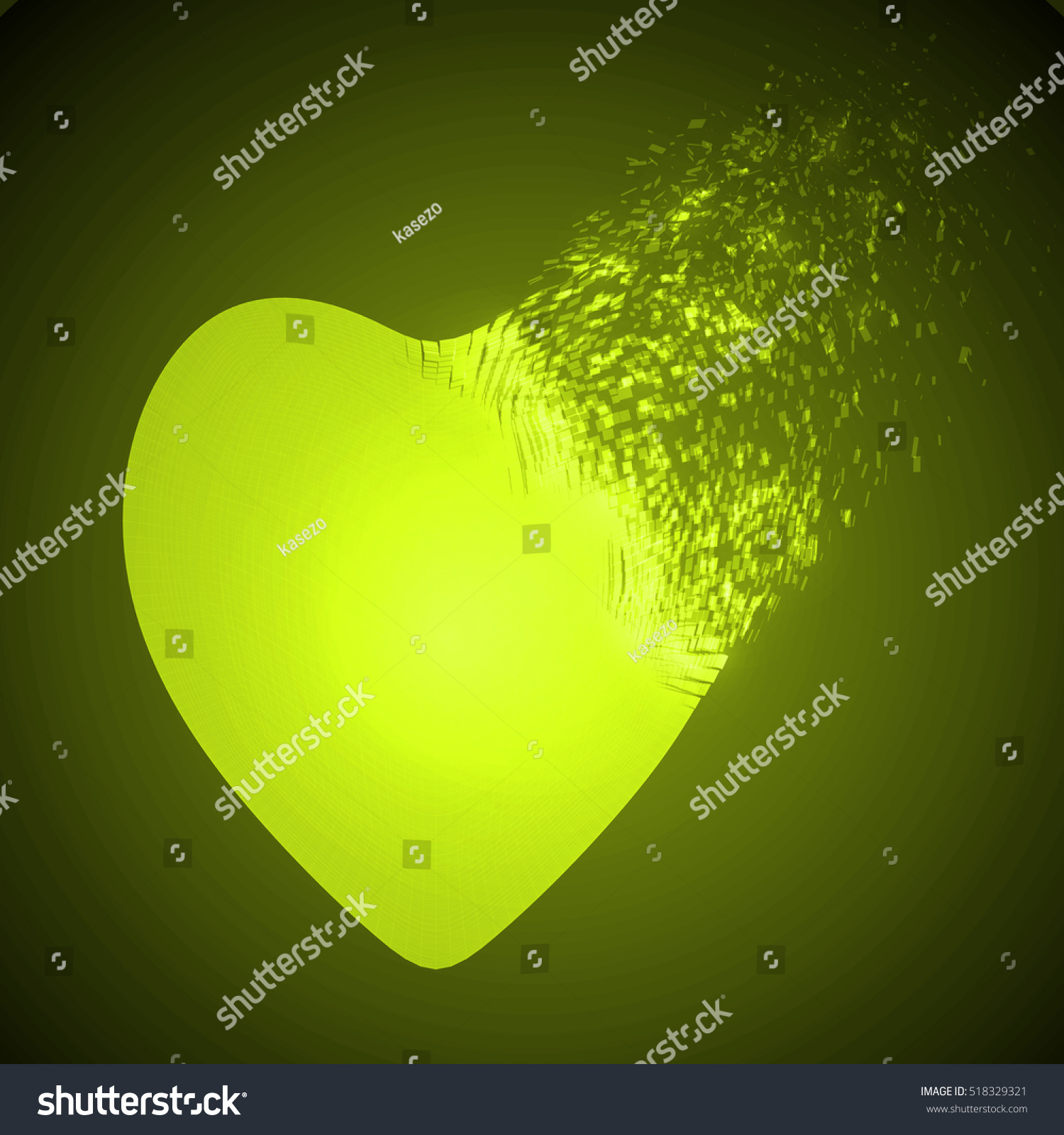 Dissolving Heart Shape Illustration Yellow Version Stock Vector ...