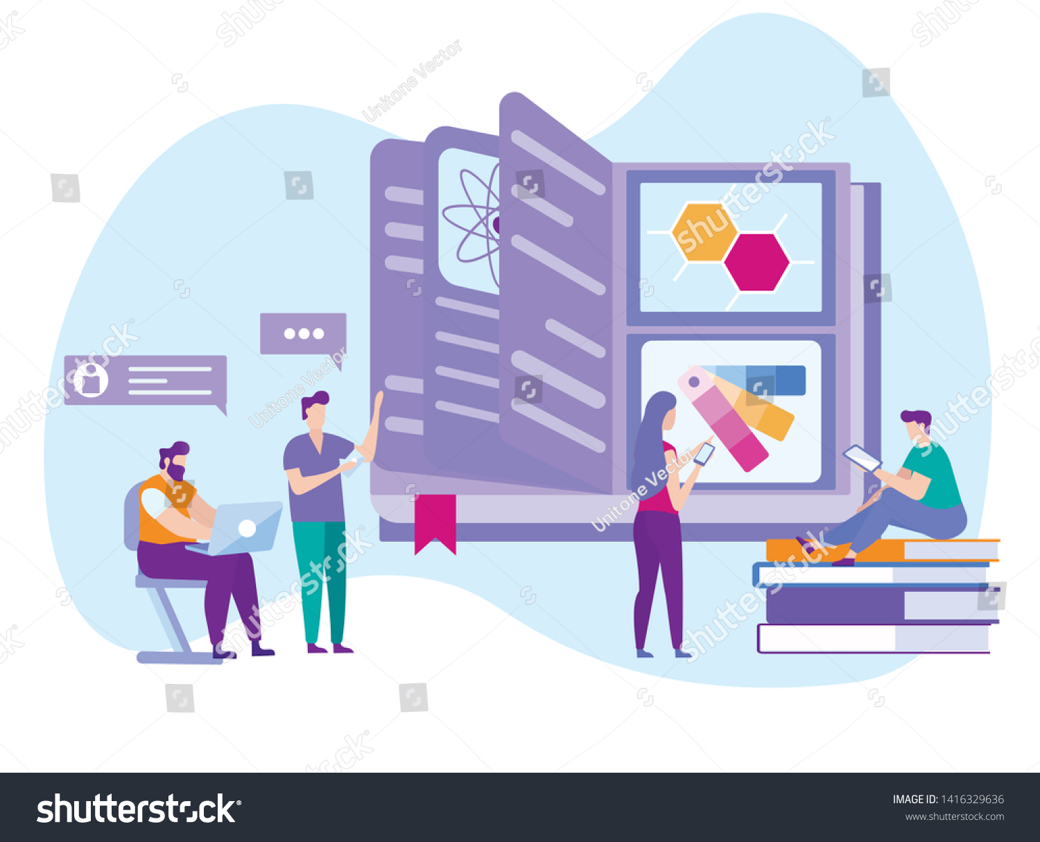Distance Learning Students Study Color Palette Stock Vector (Royalty ...