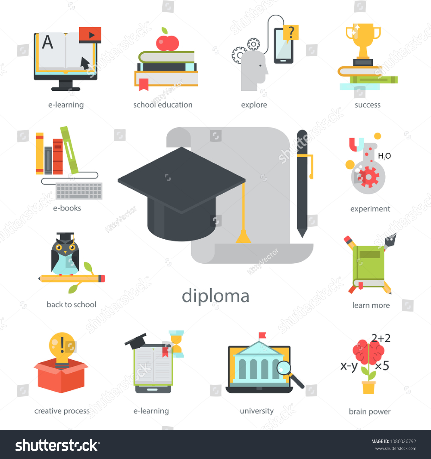 Distant Learning Flat Design Online Education Stock Vector (Royalty ...