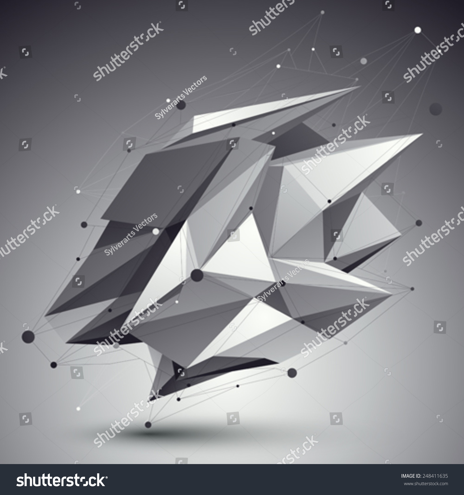 Distorted 3d Abstract Object Lines Dots Stock Vector 248411635 ...