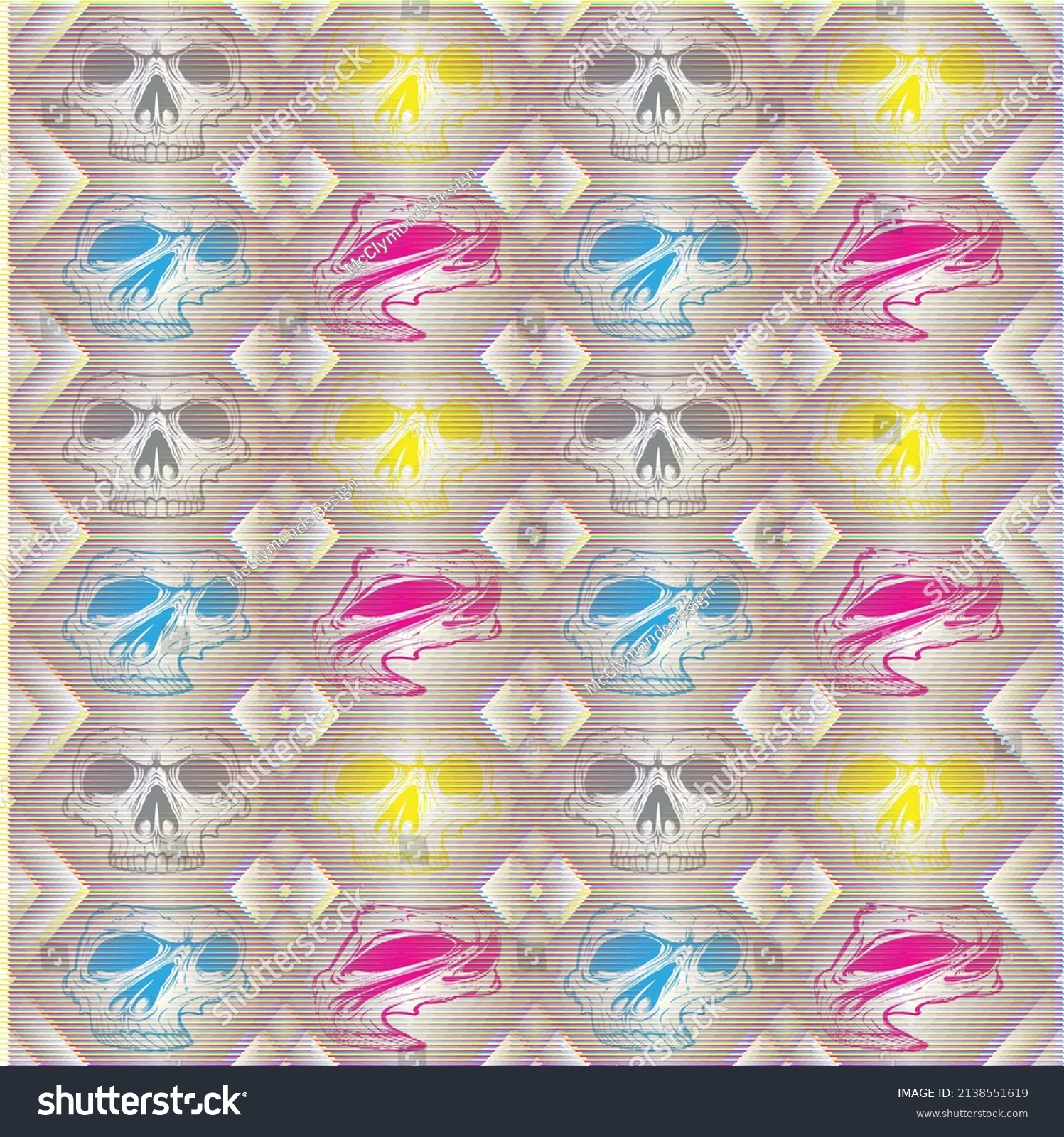 Distorted Skull Pattern 3d Colors Stock Vector (Royalty Free ...