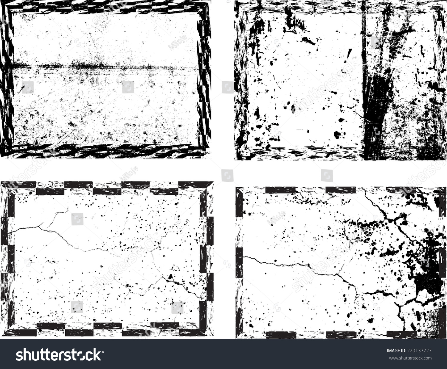 Distress Border Frames Cracked Texture Vector Stock Vector (Royalty ...