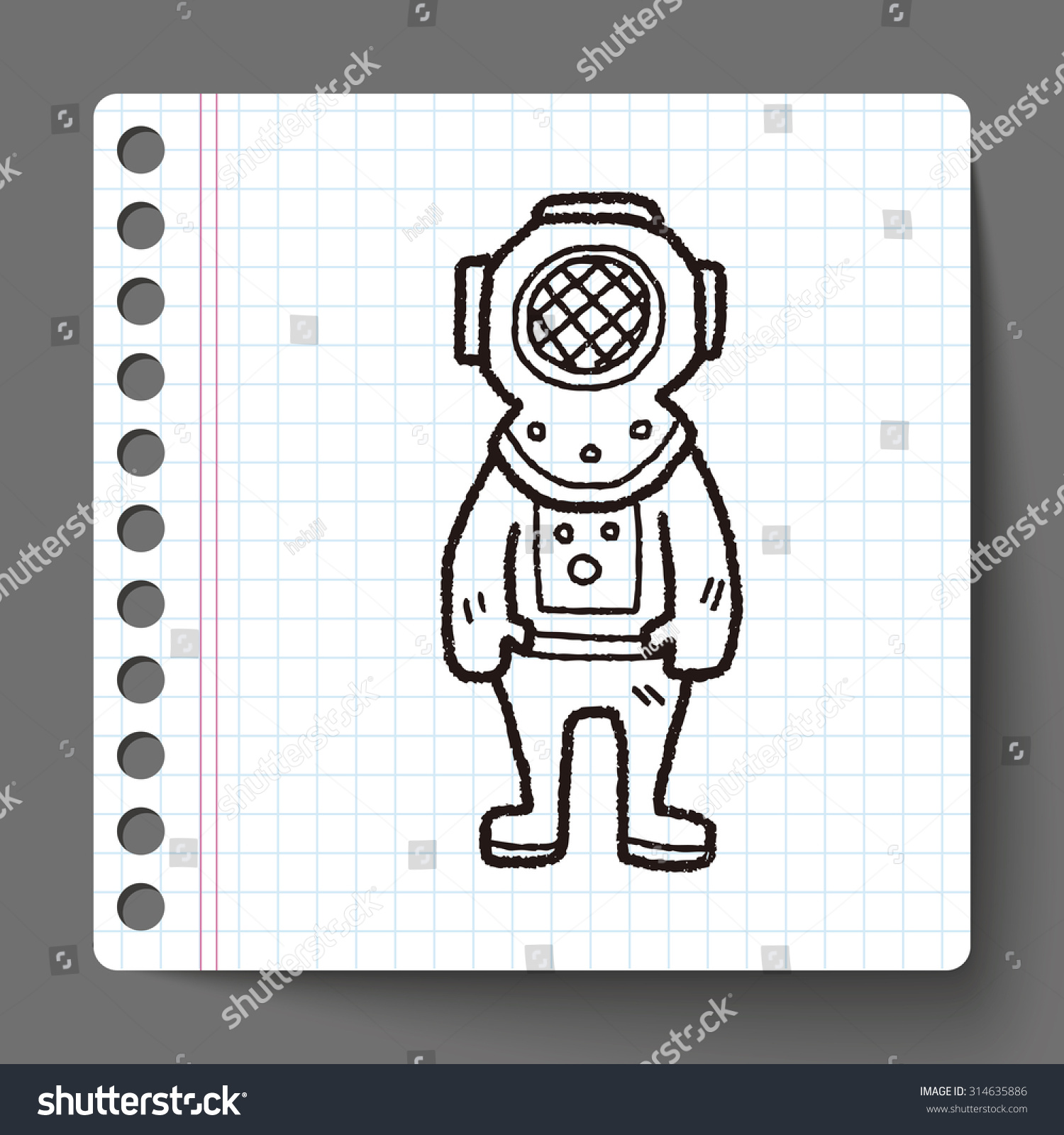 Diver Doodle Stock Vector (Royalty Free) 314635886 | Shutterstock