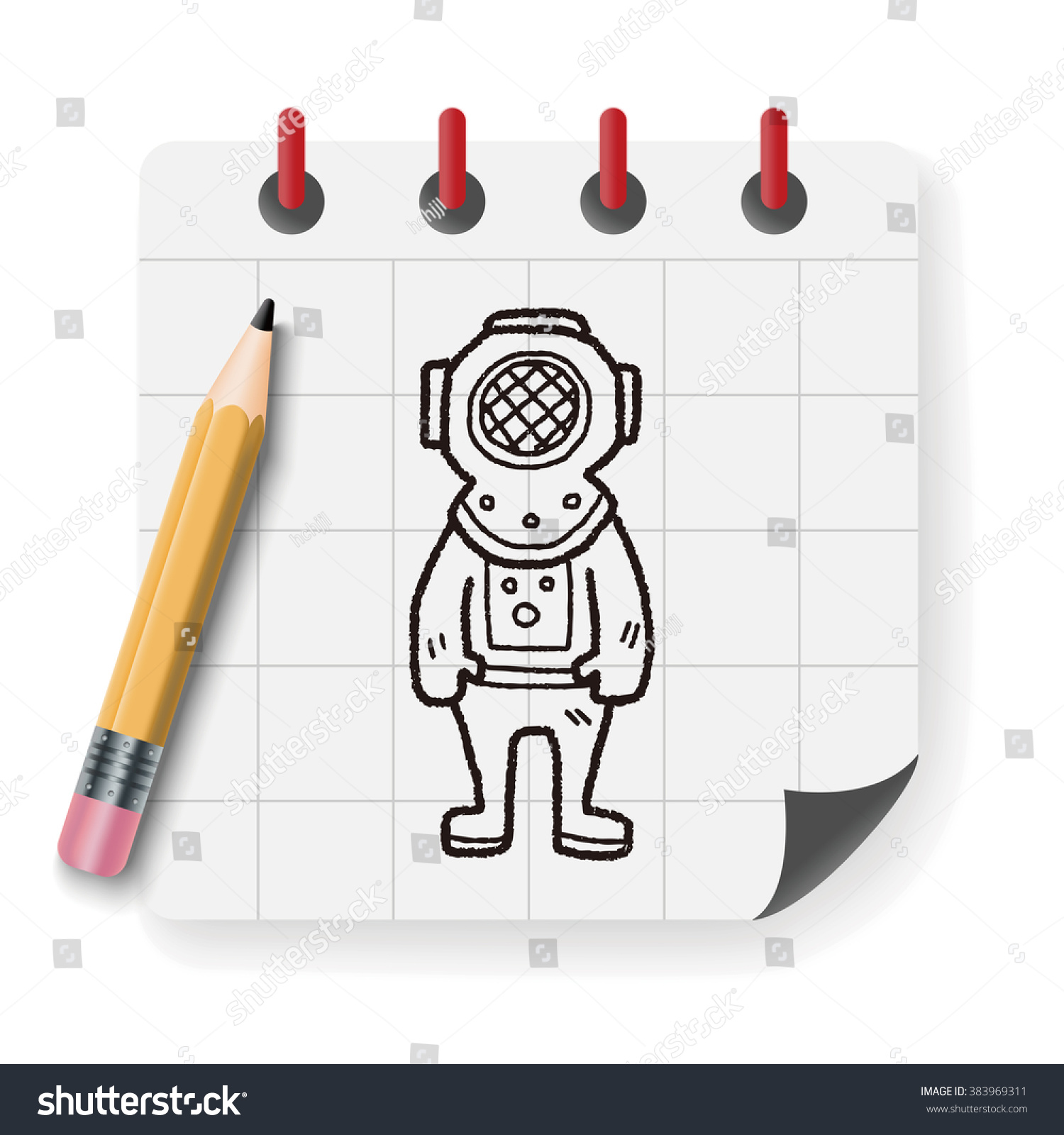 Diver Doodle Stock Vector (Royalty Free) 383969311 | Shutterstock