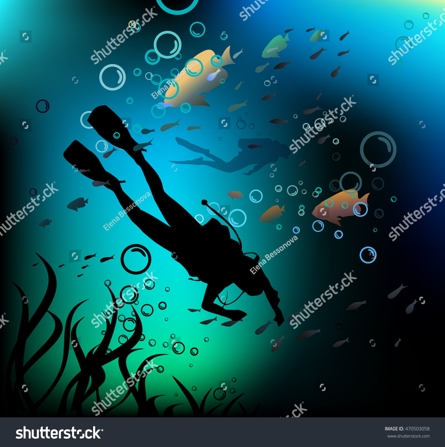 Divers Deep Immersion Vector Illustration Stock Vector (Royalty Free ...