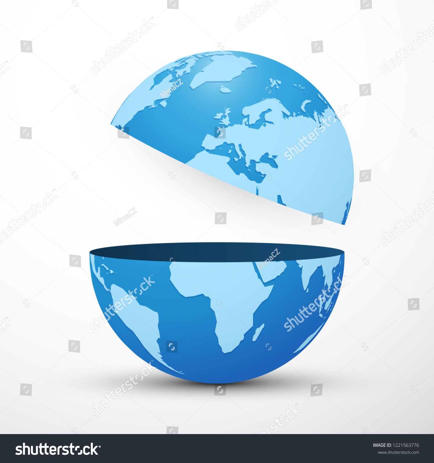 Divided Planet Earth Globe Stock Vector (Royalty Free) 1221563776