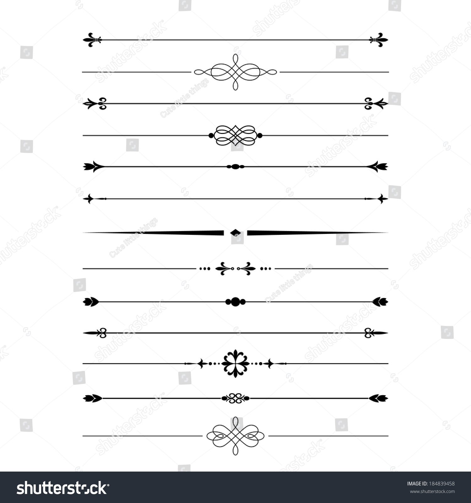 Divider Set Isolated On White Calligraphic Stock Vector (Royalty Free ...
