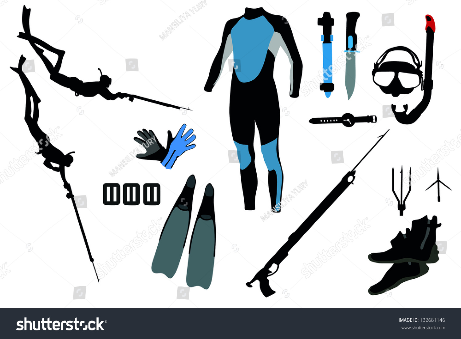 Diving Equipment Stock Vector (Royalty Free) 132681146