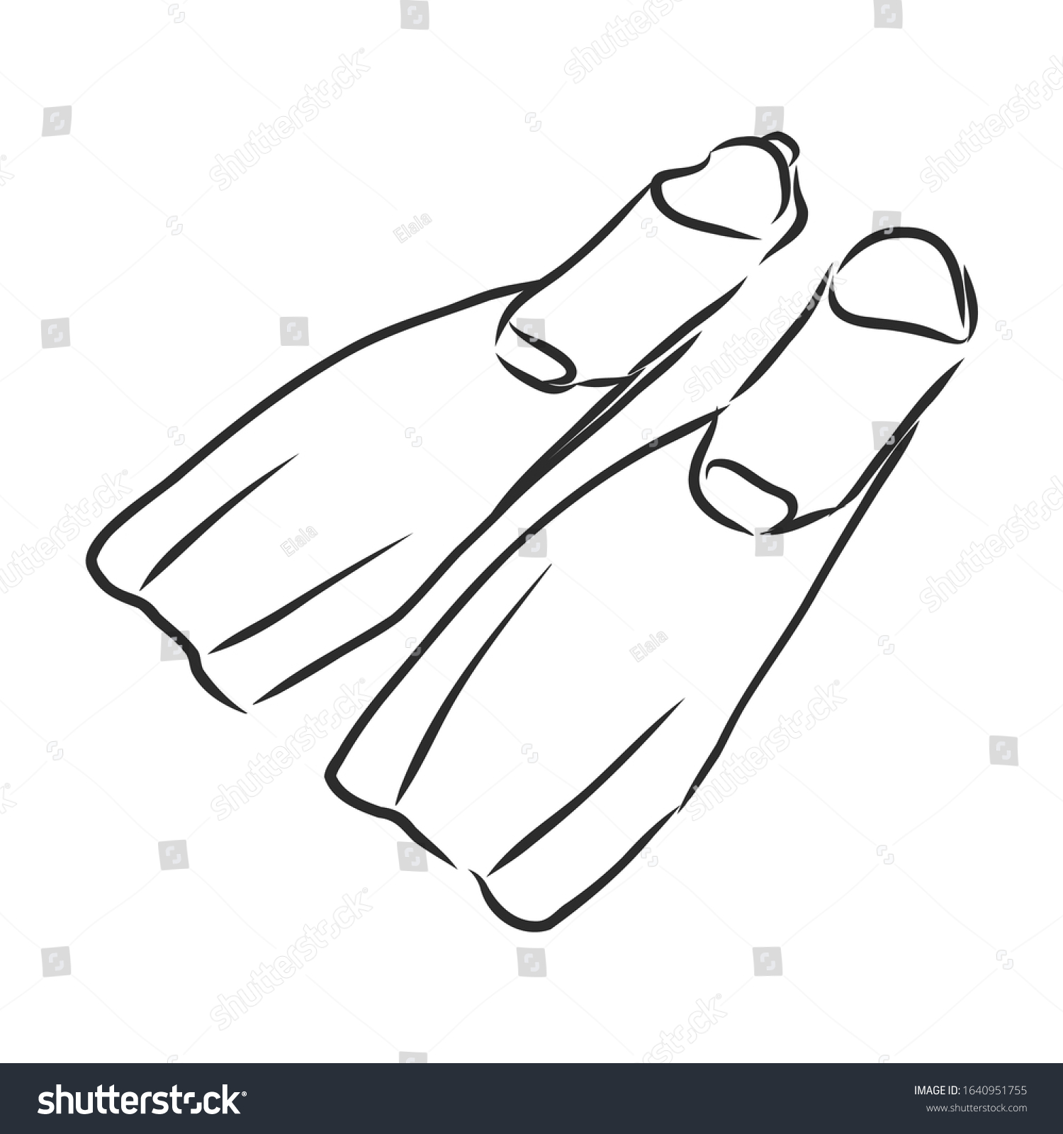 Diving Flippers Vector Sketch Illustration Stock Vector (Royalty Free ...