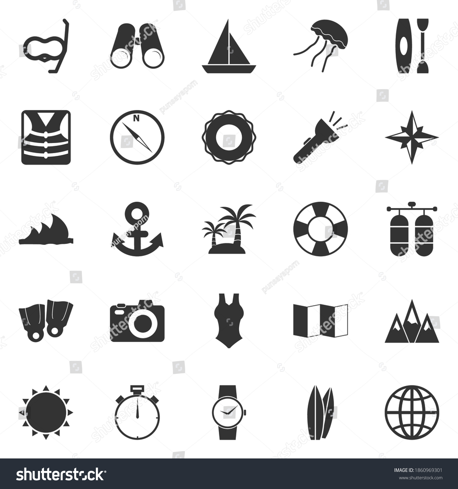Diving Icons On White Background Stock Stock Vector (Royalty Free ...