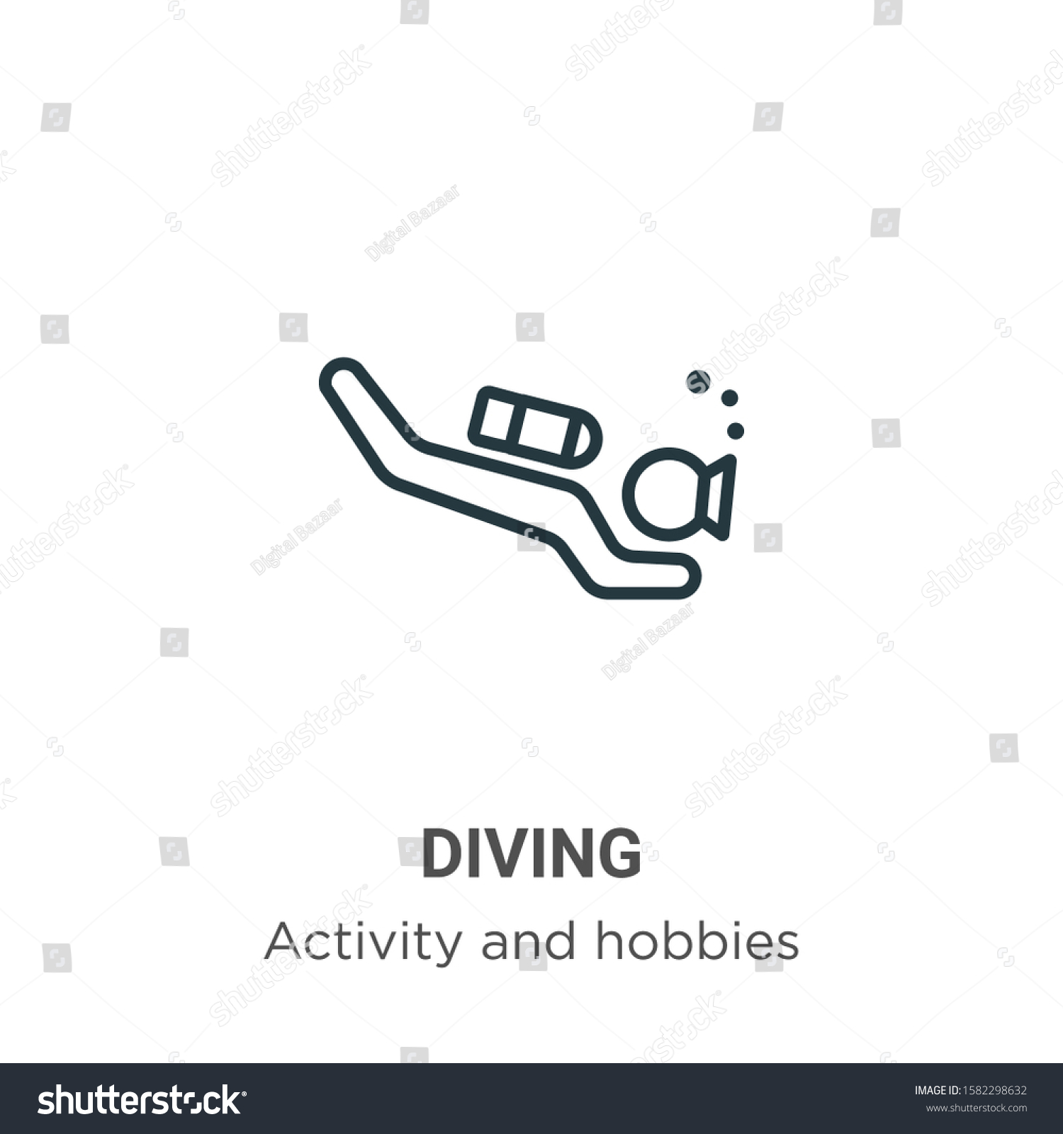 Diving Outline Vector Icon Thin Line Stock Vector (Royalty Free) 1582298632