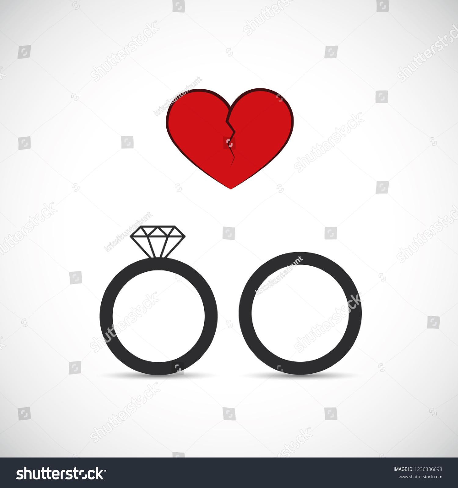 Divorce Heartache Concept Broken Heart Wedding Stock Vector Royalty
